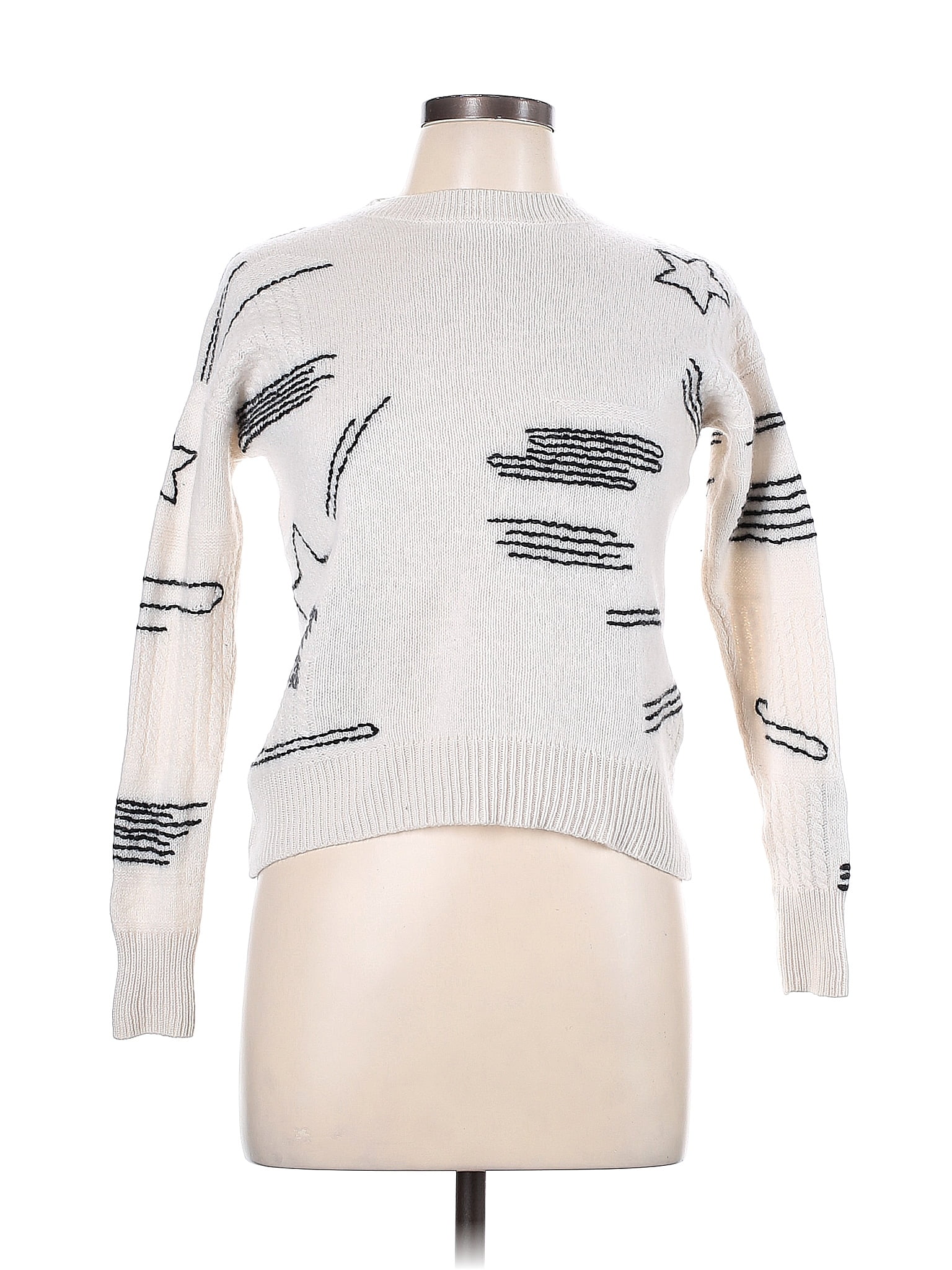 360 Sweater 100% Cashmere Graphic Silver Cashmere Pullover Sweater Size ...