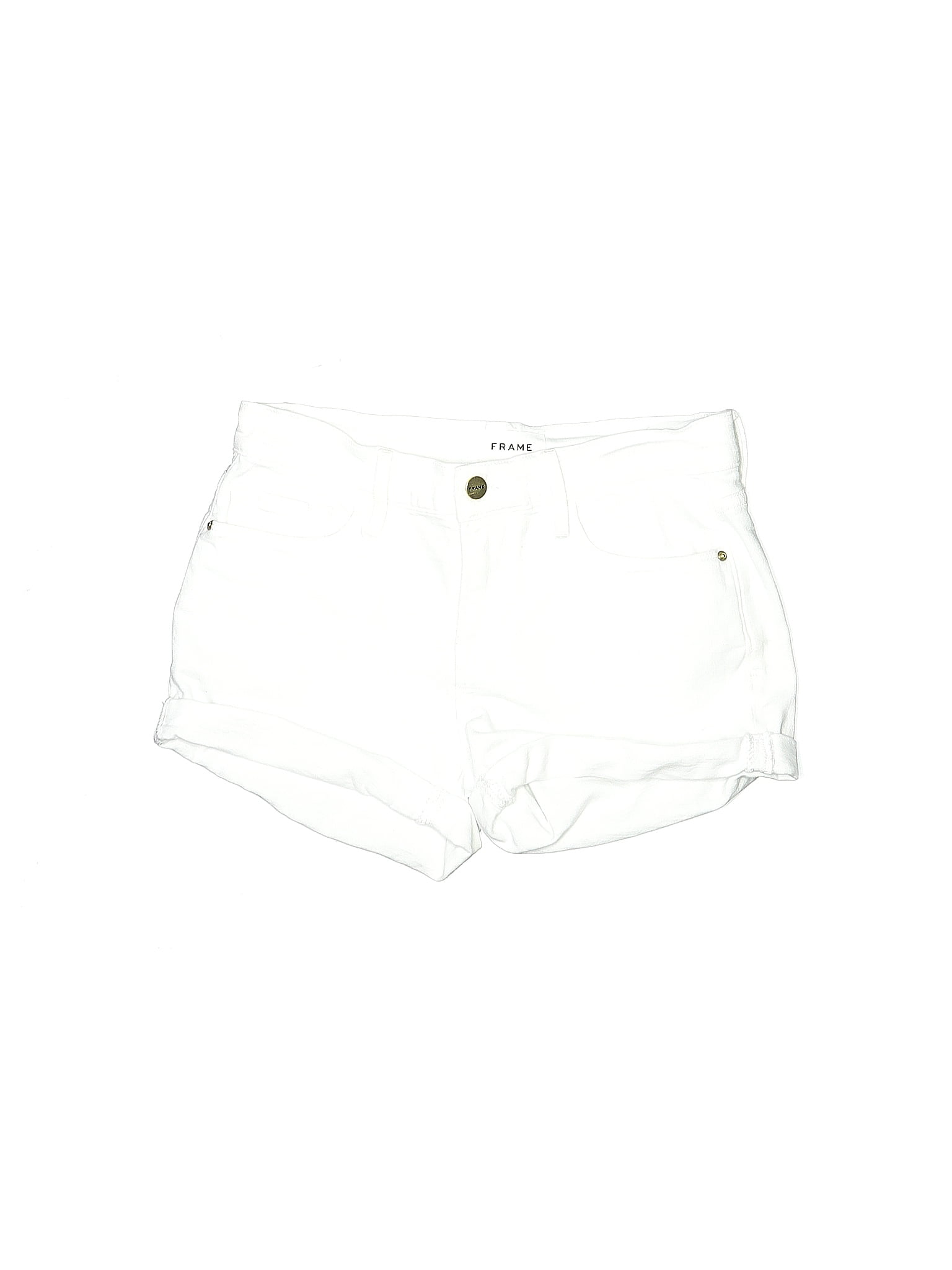 FRAME Solid White Denim Shorts 25 Waist - 78% off | ThredUp