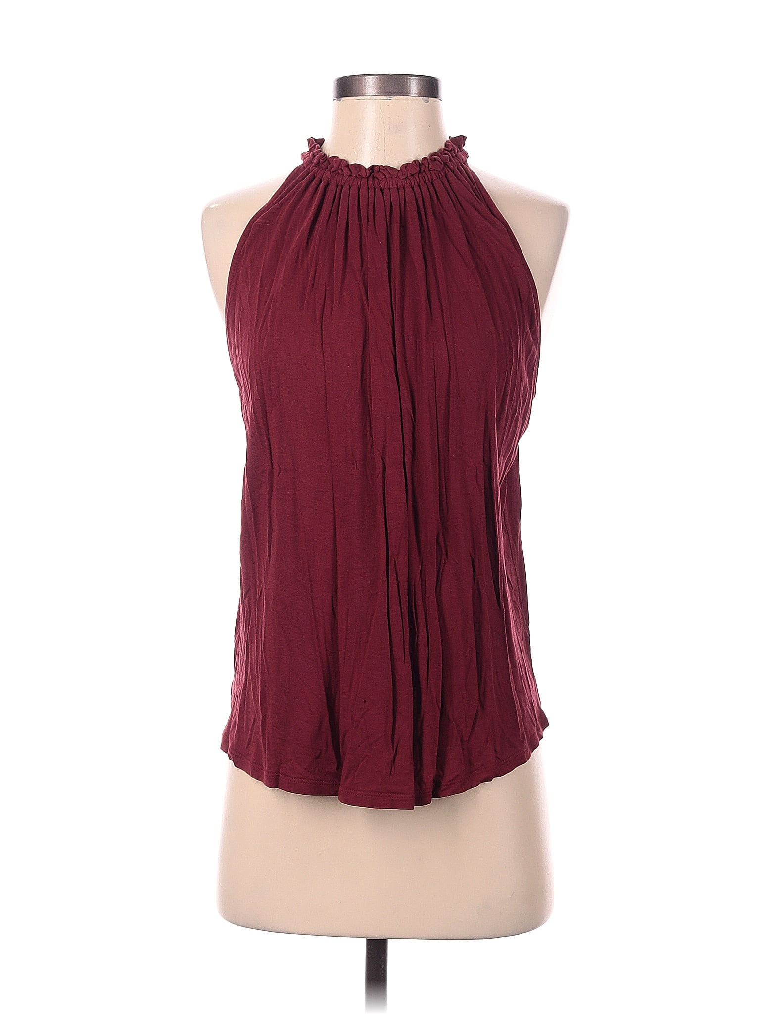 Ann Taylor Loft 100 Rayon Burgundy Sleeveless Blouse Size S 66 Off