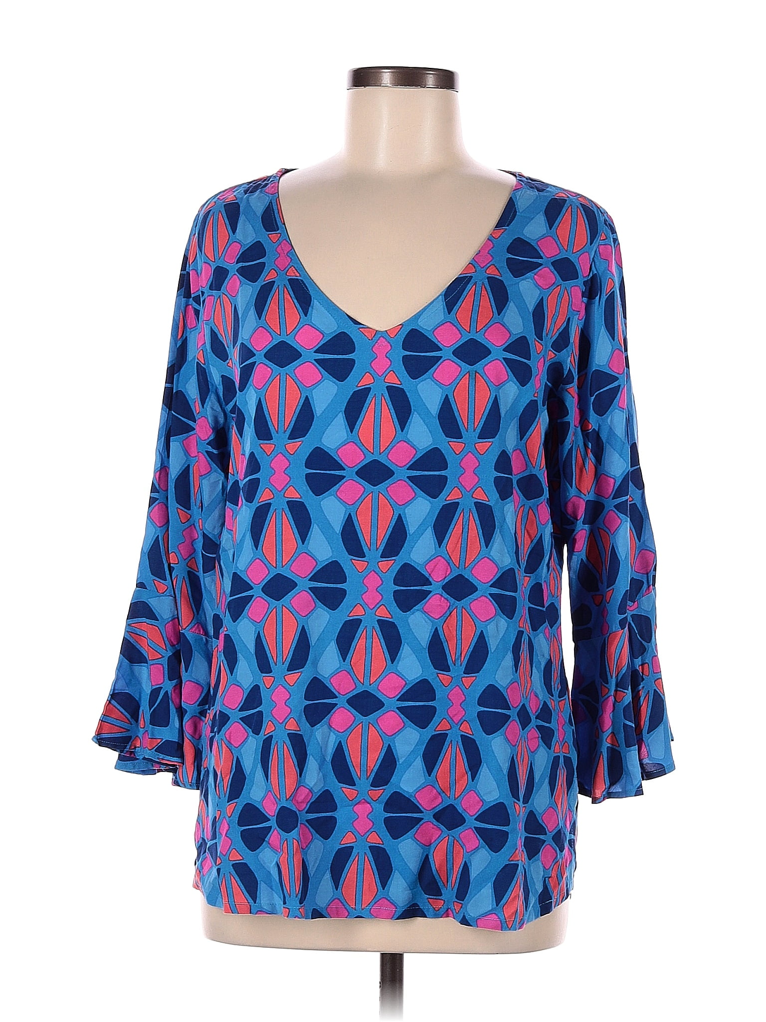 Escapada 100 Rayon Blue Long Sleeve Blouse Size M 75 Off Thredup