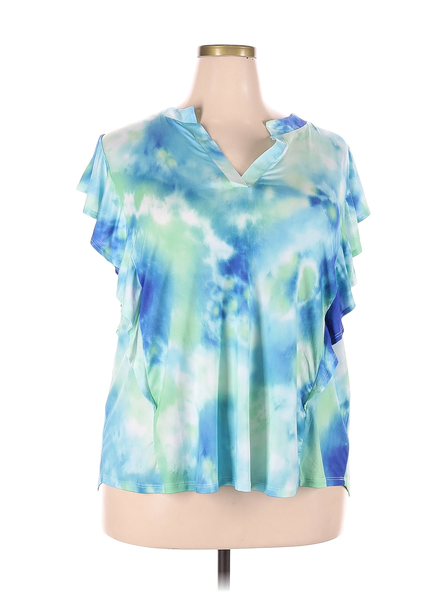 Sew In Love Tie Dye Blue Short Sleeve Blouse Size 2x Plus 55 Off