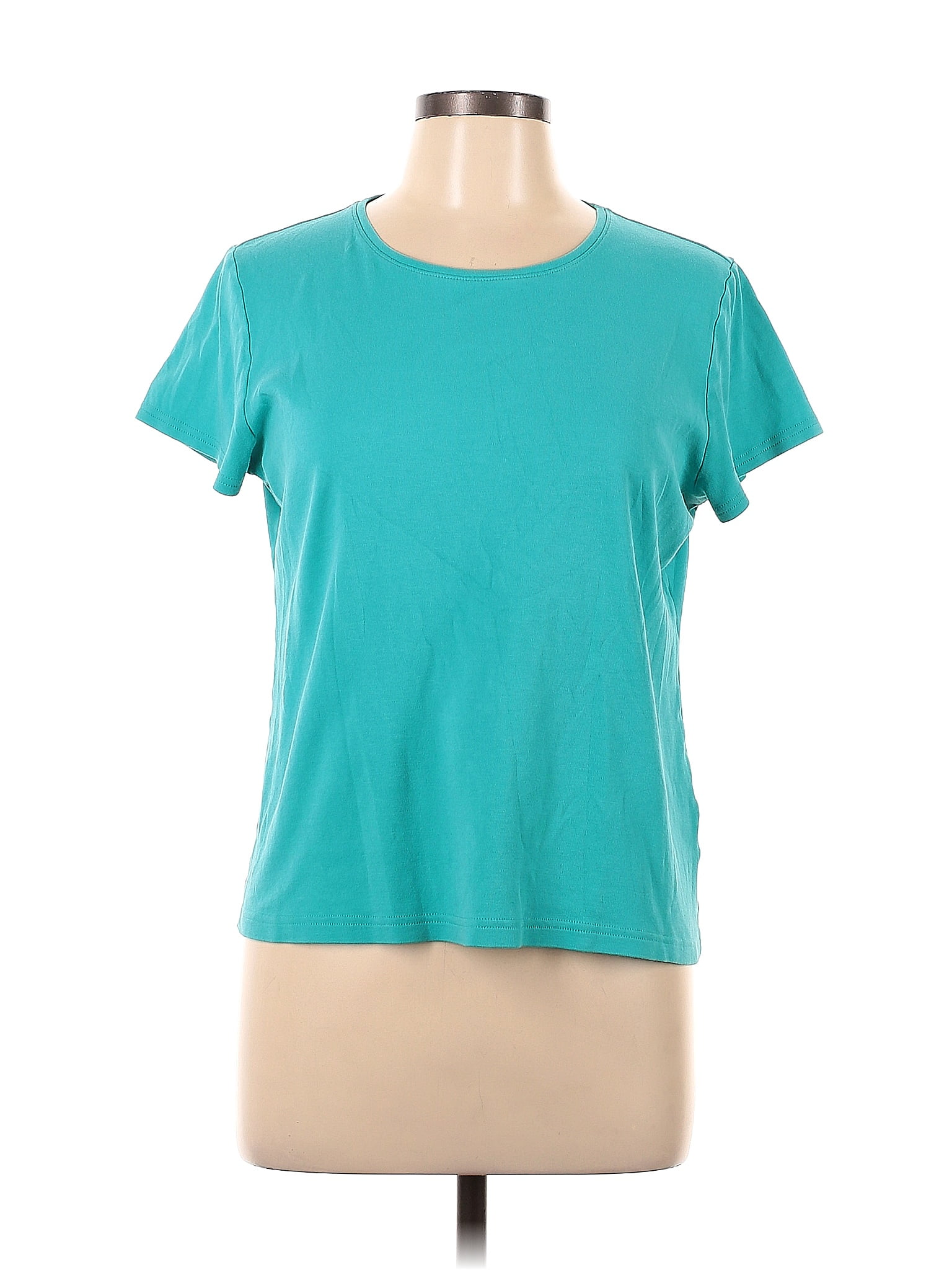 Croft And Barrow 100 Cotton Teal Short Sleeve T Shirt Size L 36 Off