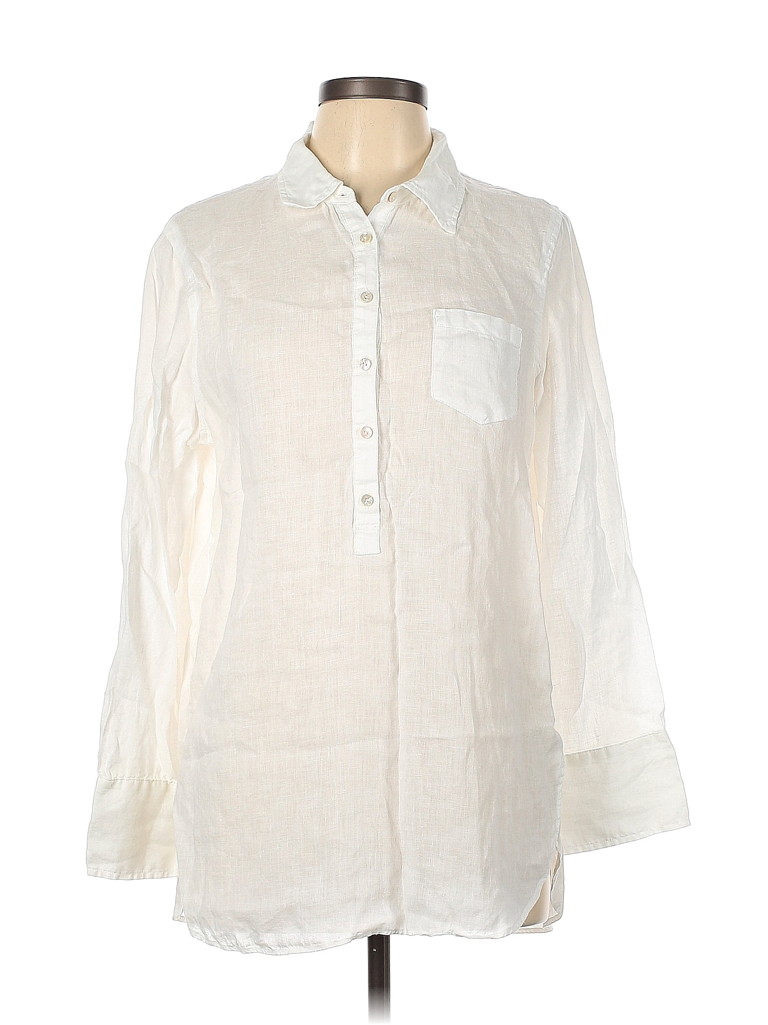 Lilly Pulitzer 100% Linen Ivory Long Sleeve Button-Down Shirt Size 10 - 66% off | ThredUp