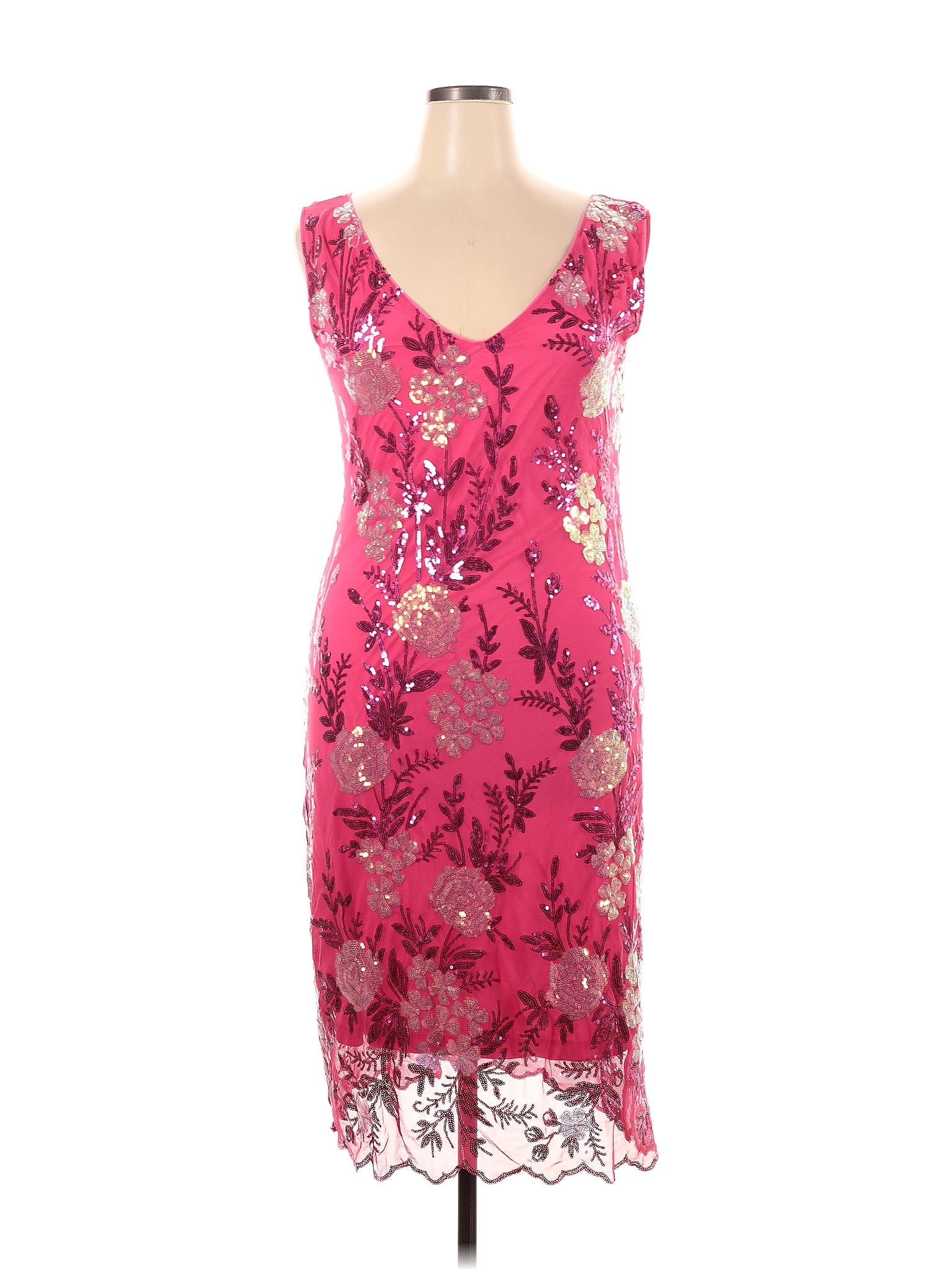 Unbranded Floral Motif Damask Brocade Pink Casual Dress Size Xl 51
