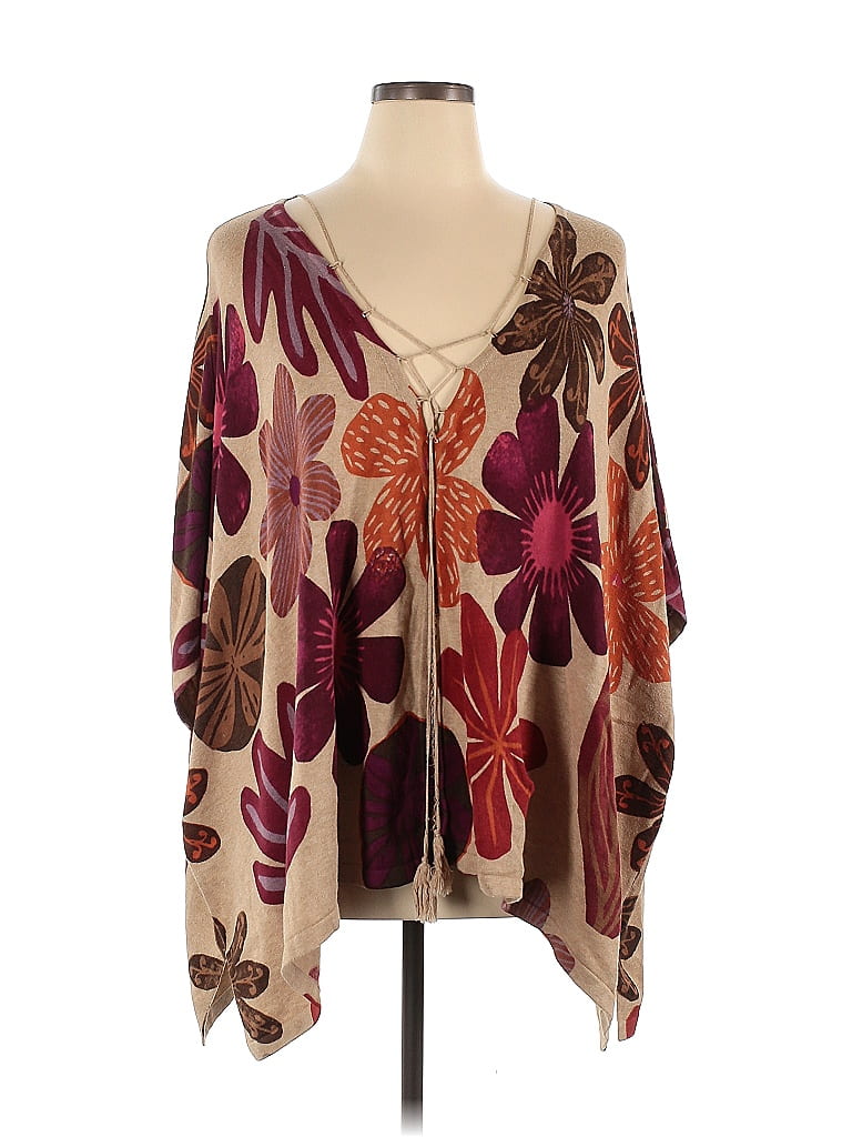 Sigrid Olsen Batik Brown Poncho Size XL - 1X - 76% off | ThredUp