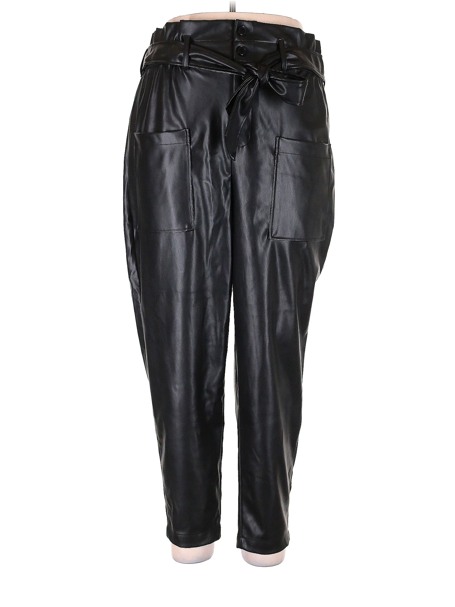 Just Fab Black Faux Leather Pants Size XXL - 58% off | ThredUp