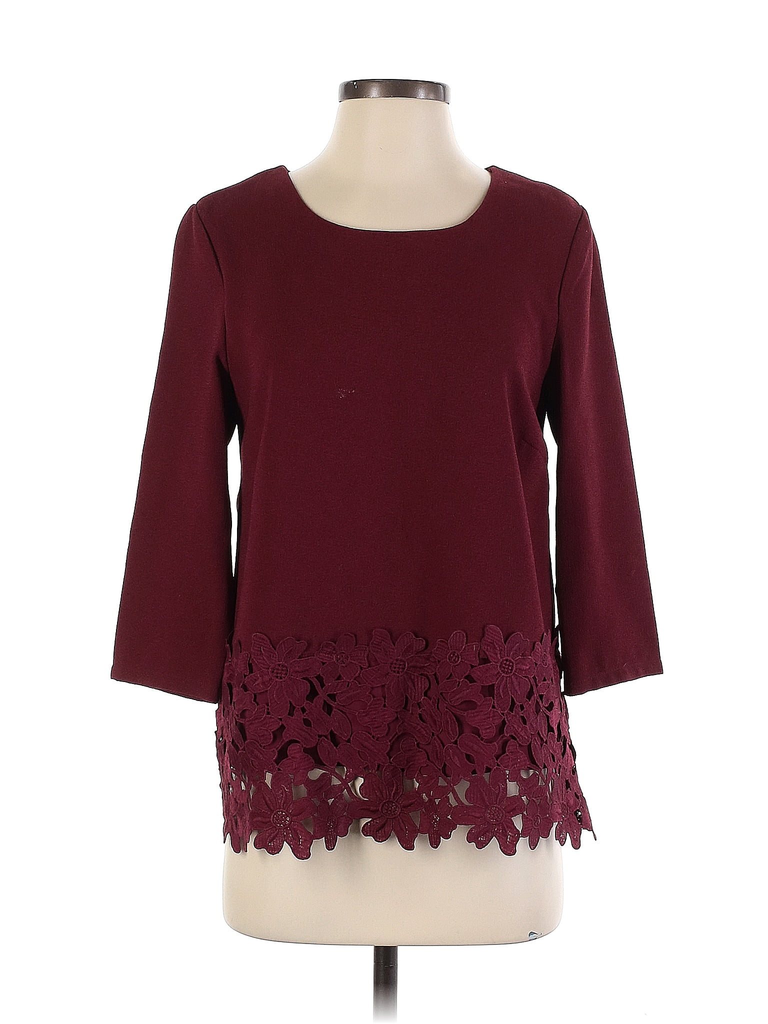 Lucy And Laurel 100 Polyester Burgundy Long Sleeve Blouse Size S 60