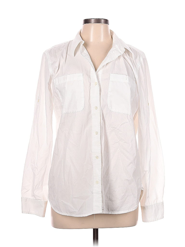 Lauren Jeans Co. 100% Cotton Ivory Long Sleeve Button-Down Shirt Size L - 77% off | ThredUp