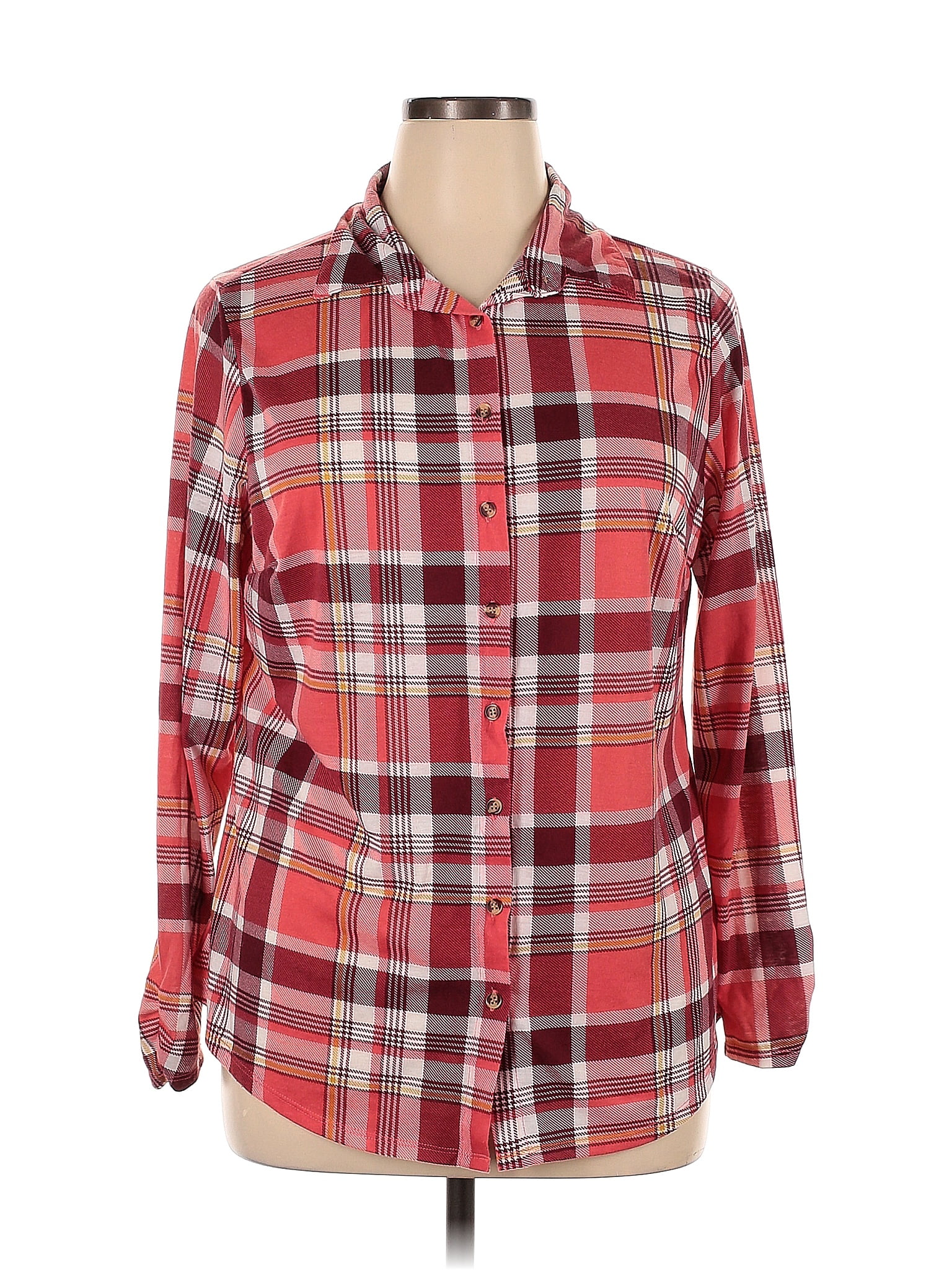 Bobbie Brooks Plaid Red Long Sleeve Button Down Shirt Size 1x Plus