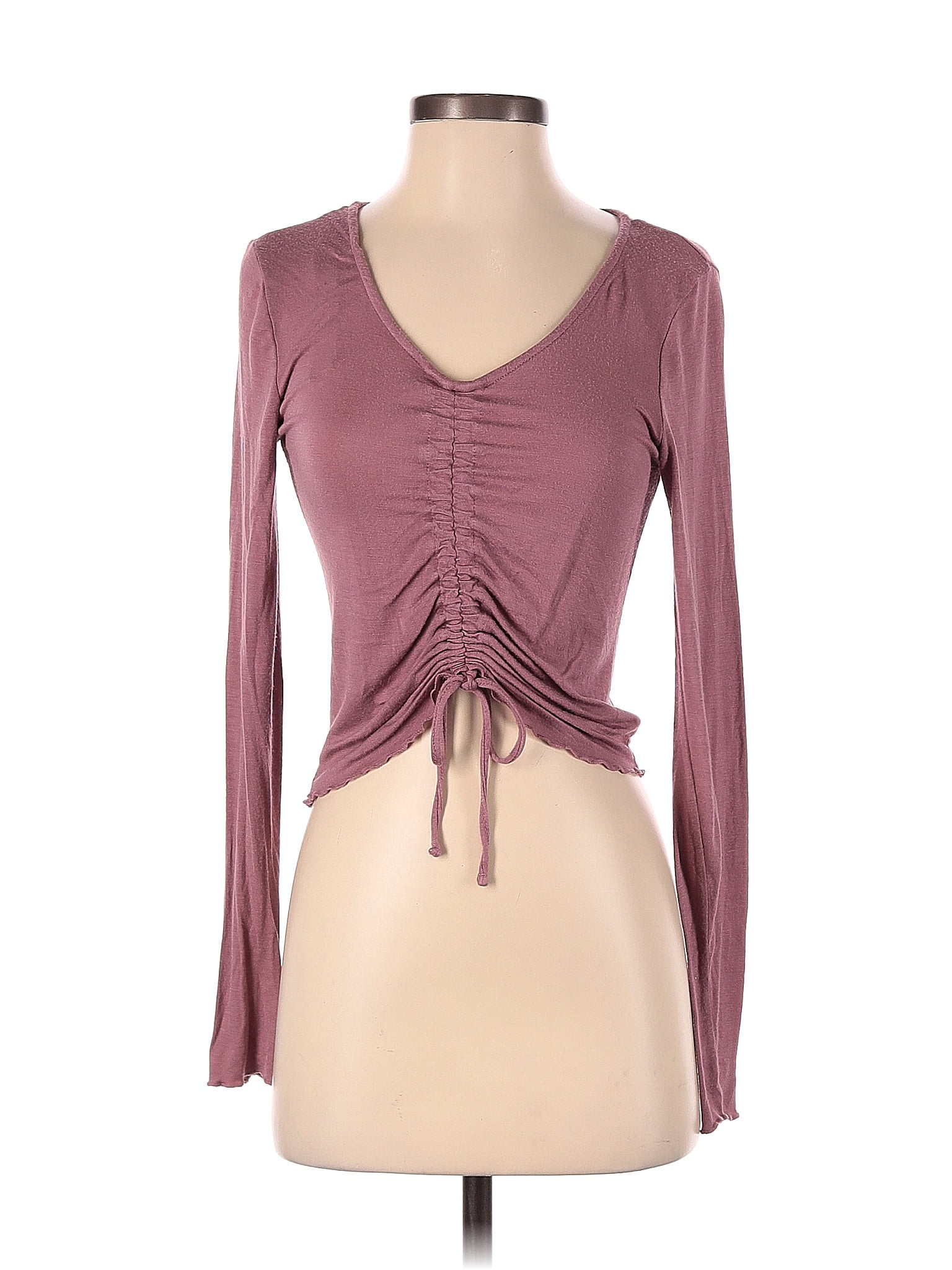 Pink Rose Burgundy Long Sleeve Top Size S - 58% off | ThredUp