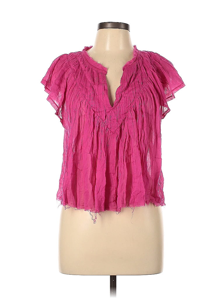 Fp One 100 Cotton Pink Short Sleeve Blouse Size L 71 Off Thredup