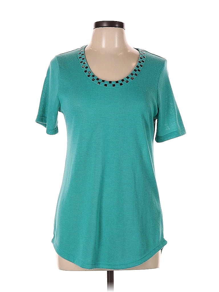 Keren Hart 100 Polyester Teal Short Sleeve T Shirt Size L 62 Off
