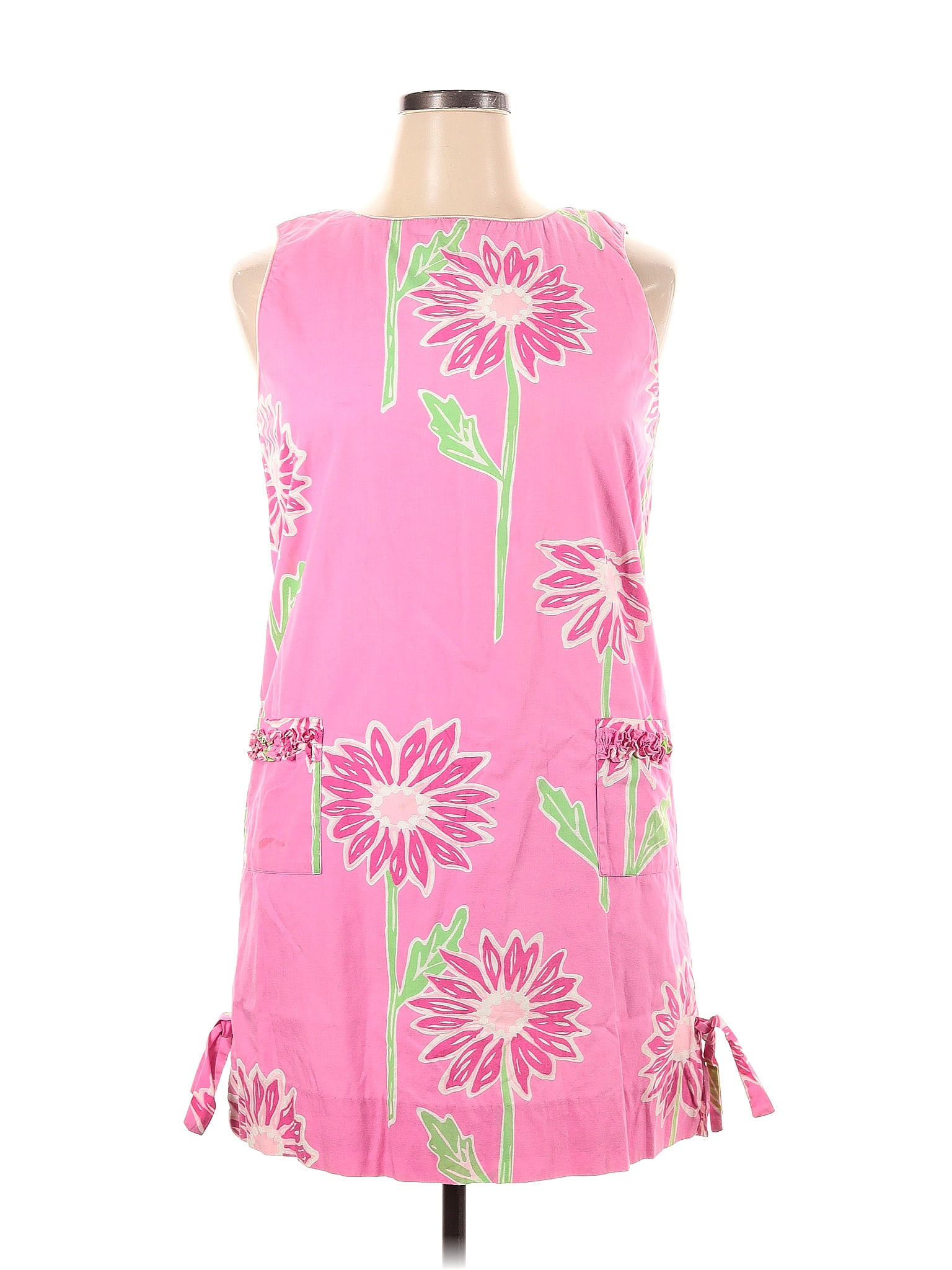 Lilly Pulitzer 100 Cotton Floral Motif Pink Casual Dress Size 14 64