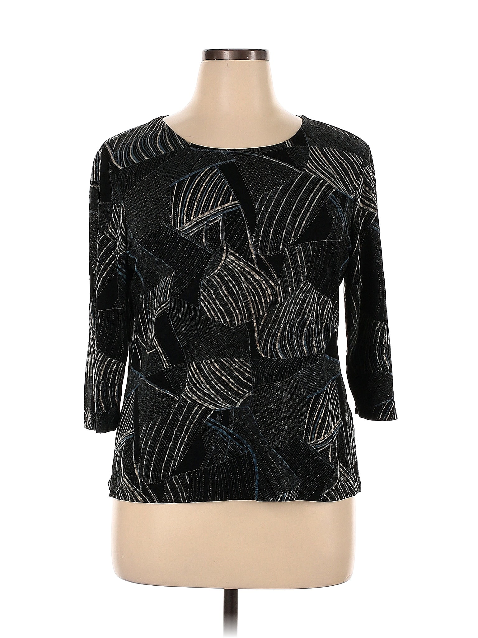 JM Collection Black 3/4 Sleeve Top Size XL (Petite) - 56% off | ThredUp