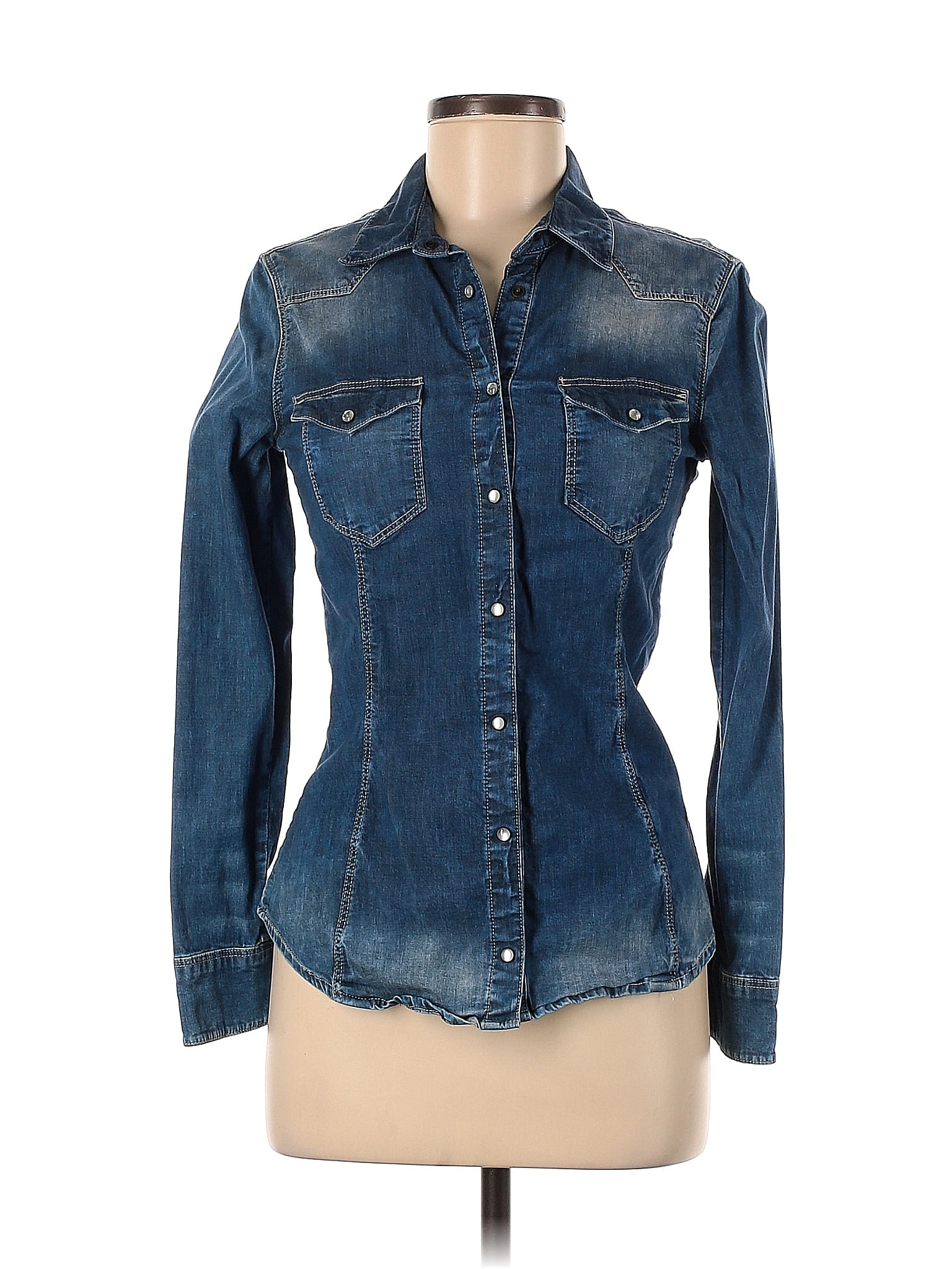 Zara Basic Blue Long Sleeve Button-Down Shirt Size M - 57% off | ThredUp