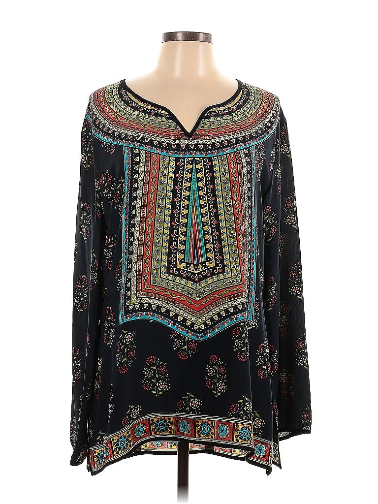Tolani Aztec Or Tribal Print Black Long Sleeve Blouse Size L - 45% off ...