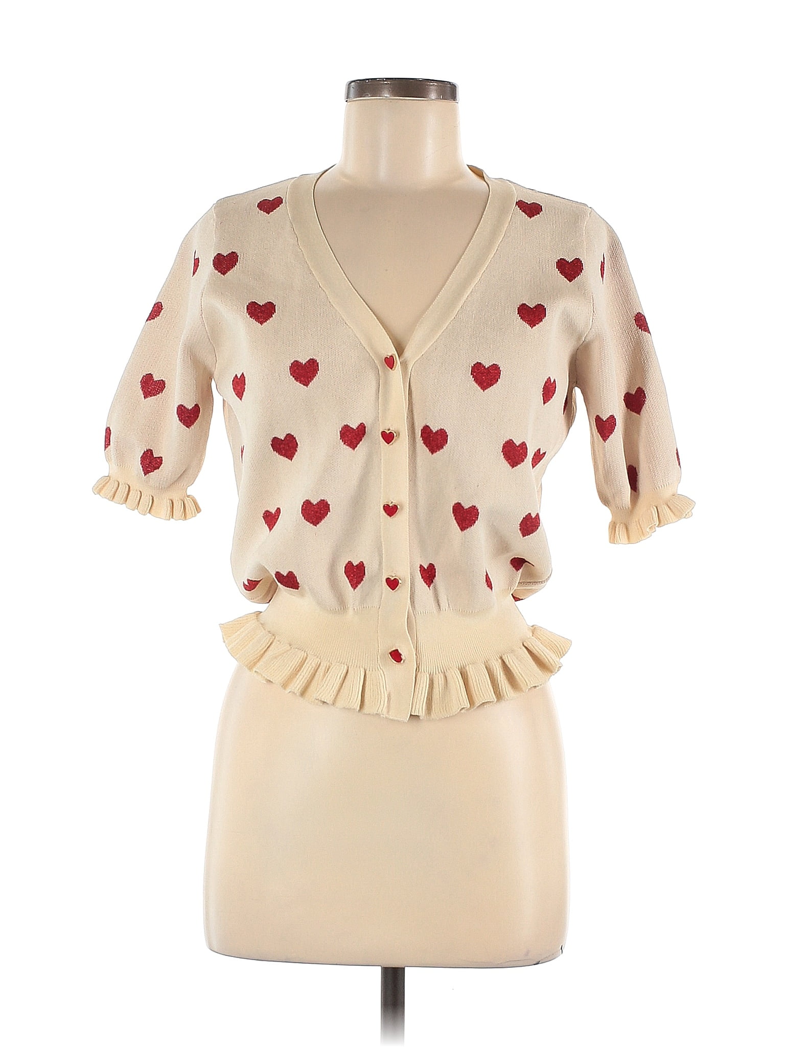 Cider Hearts Ivory Cardigan Size M - 53% off | ThredUp