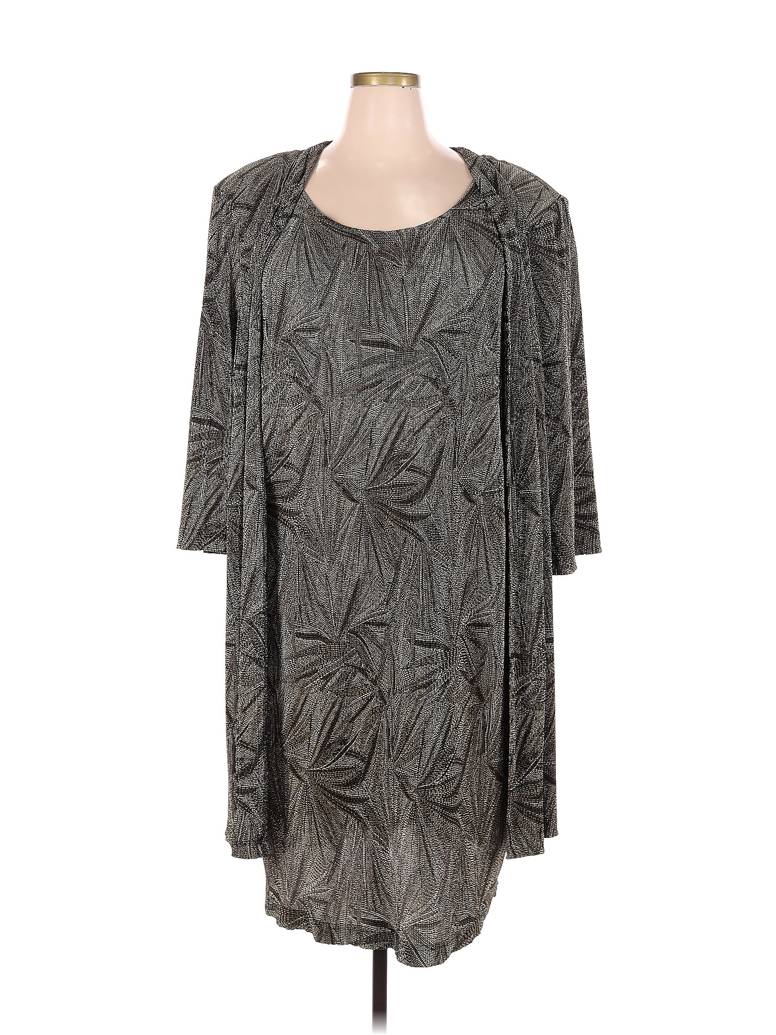 Anna Maxwell 100% Polyester Jacquard Gray Casual Dress Size 3X (Plus ...