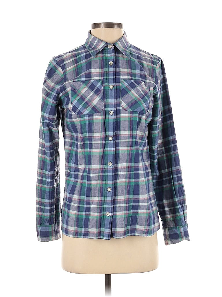 L.L.Bean 100% Cotton Plaid Blue Long Sleeve Button-Down Shirt Size XXS - 55% off | ThredUp