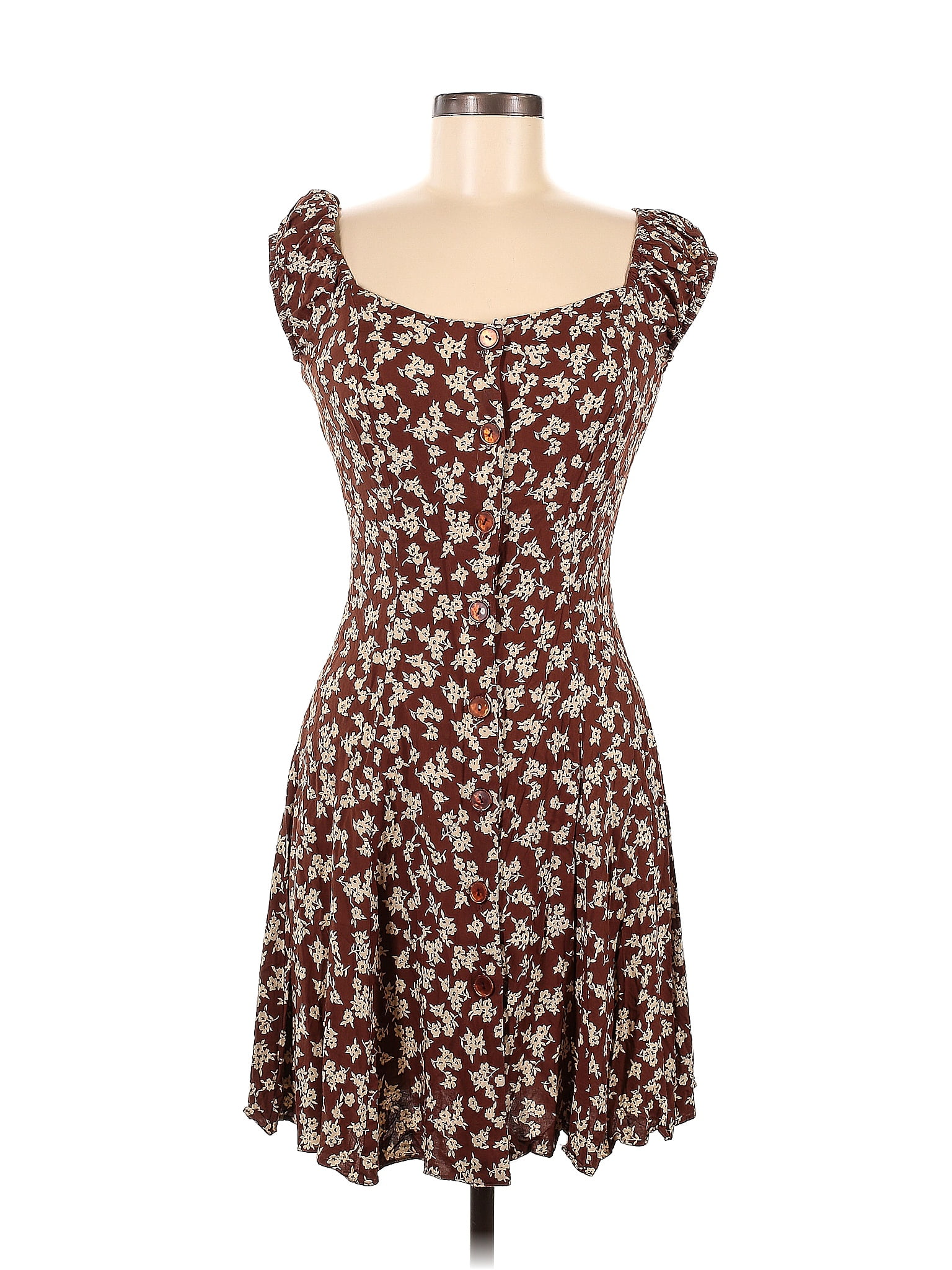 Moda International 100% Rayon Floral Motif Hearts Burgundy Casual Dress ...