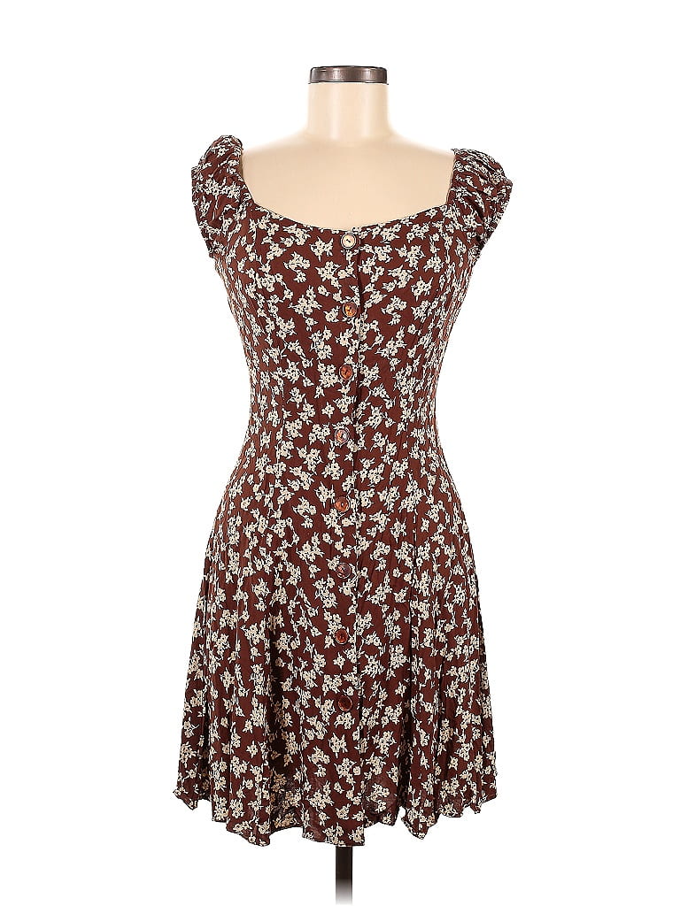 Moda International 100% Rayon Floral Motif Hearts Burgundy Casual Dress ...