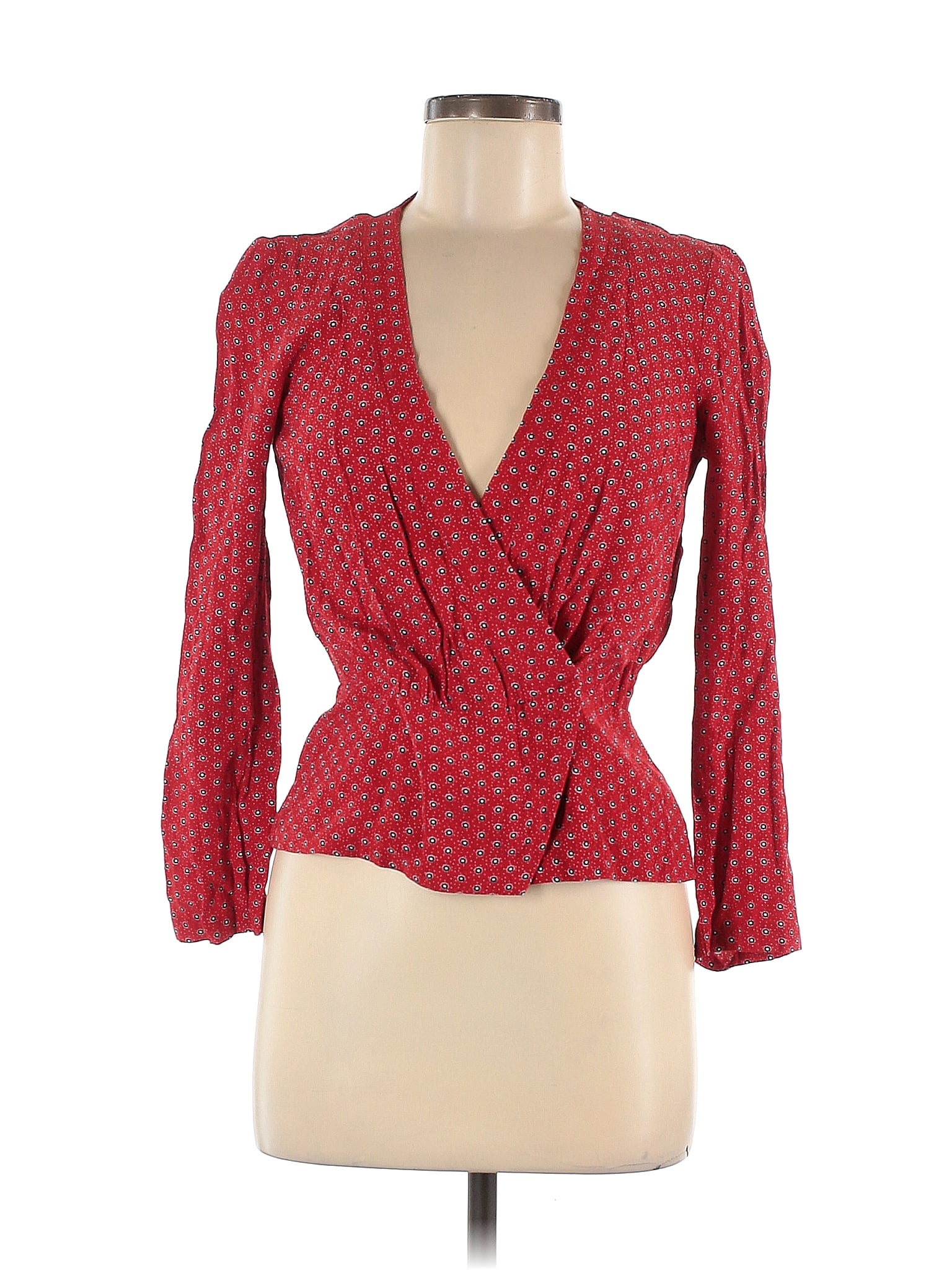 Cooperative 100 Viscose Red 3 4 Sleeve Blouse Size M 67 Off Thredup