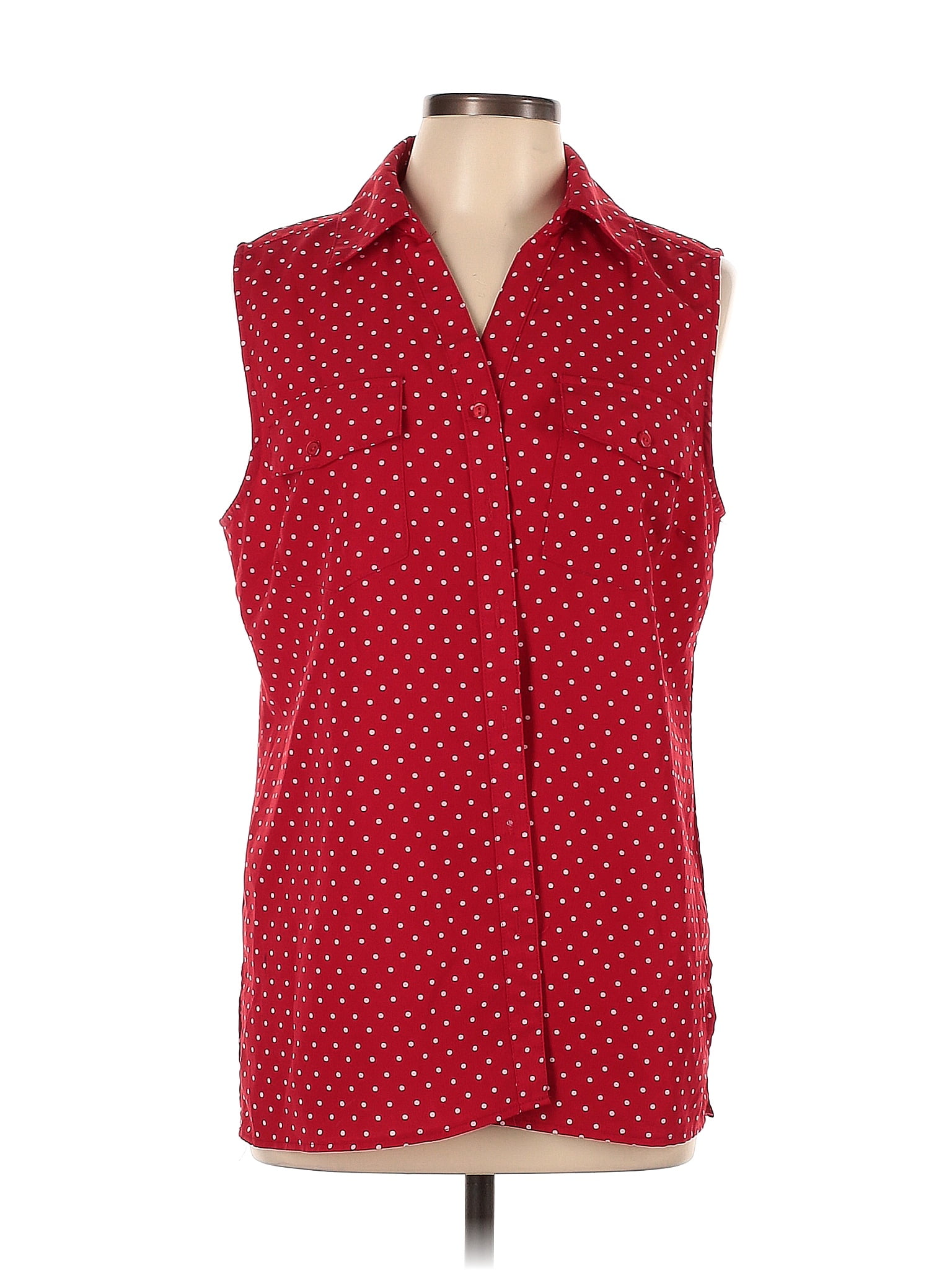 Notations Polka Dots Red Sleeveless Blouse Size L 44 Off Thredup