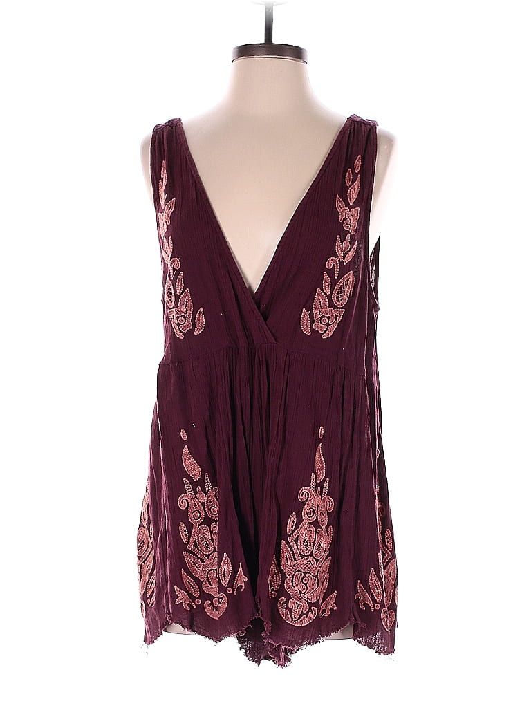 Intimately by Free People 100% Cotton Brocade Burgundy Romper Size M ...