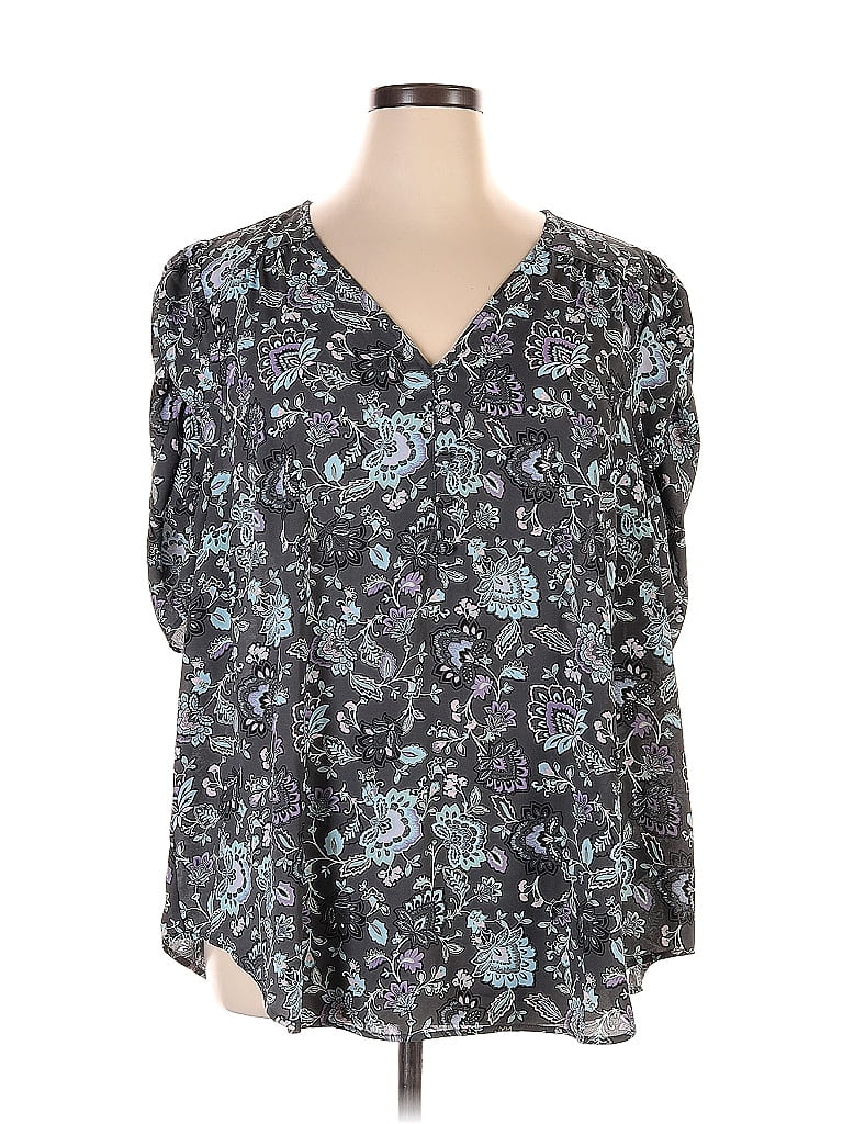 Torrid 100% Polyester Black Short Sleeve Blouse Size 3X Plus (3) (Plus ...