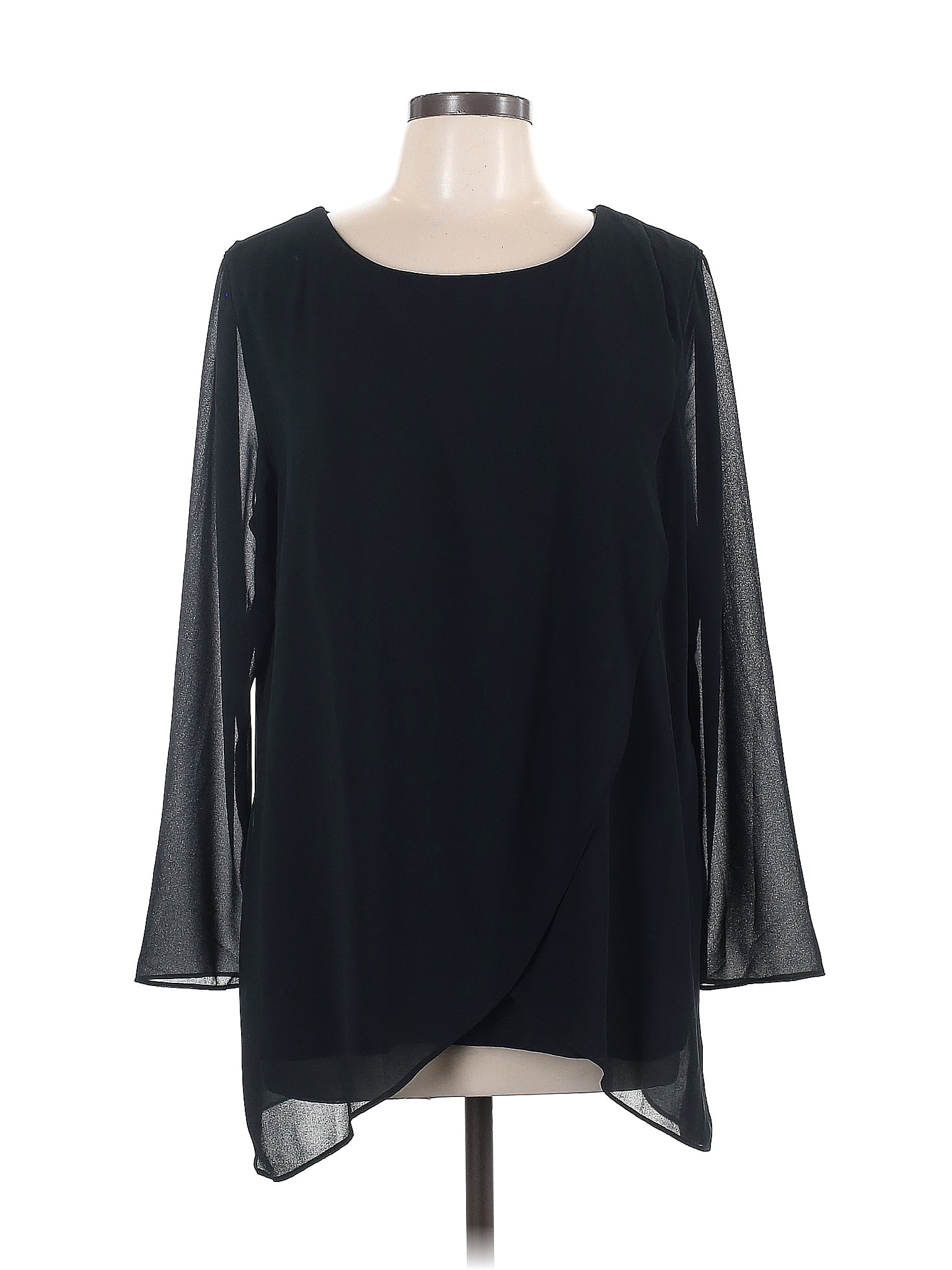 Soft Surroundings 100% Polyester Black Long Sleeve Blouse Size L - 74% ...