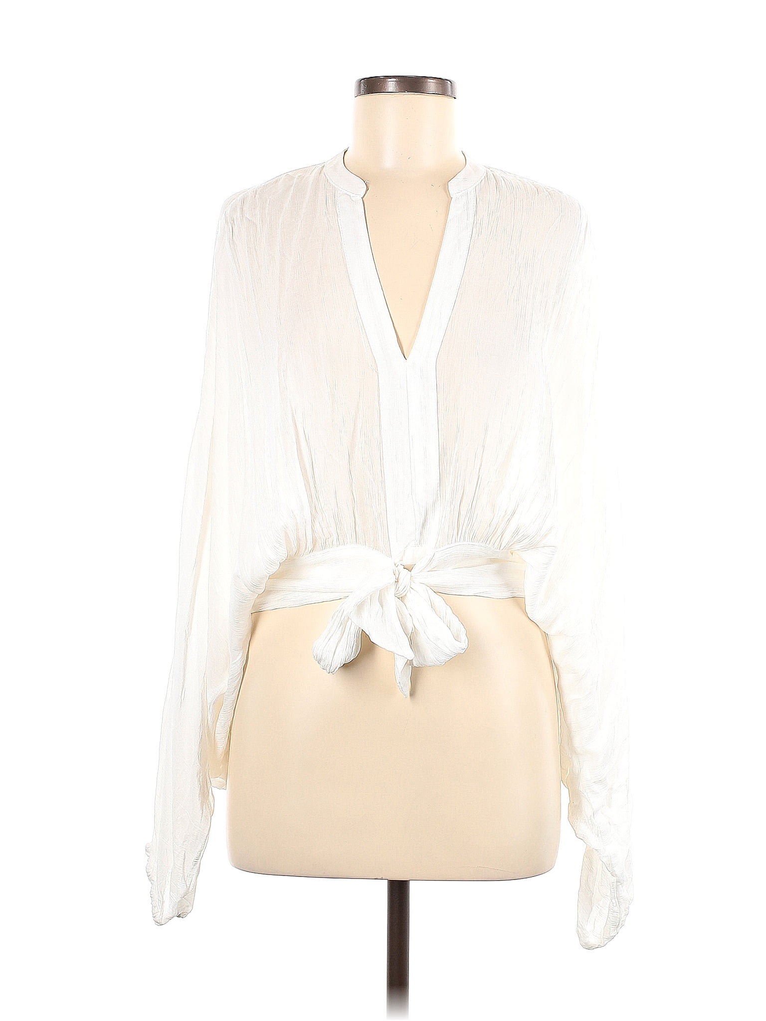 Millibon 100 Rayon Ivory Long Sleeve Blouse Size M 60 Off Thredup