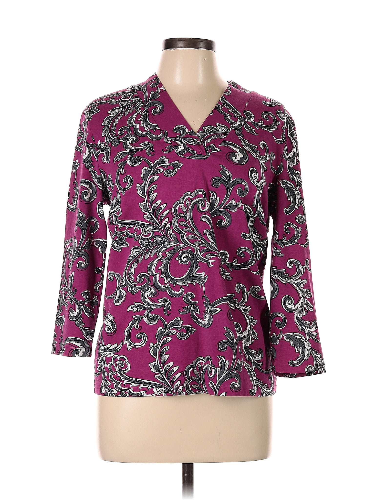 Talbots Outlet Batik Purple Long Sleeve Blouse Size L 57 Off Thredup