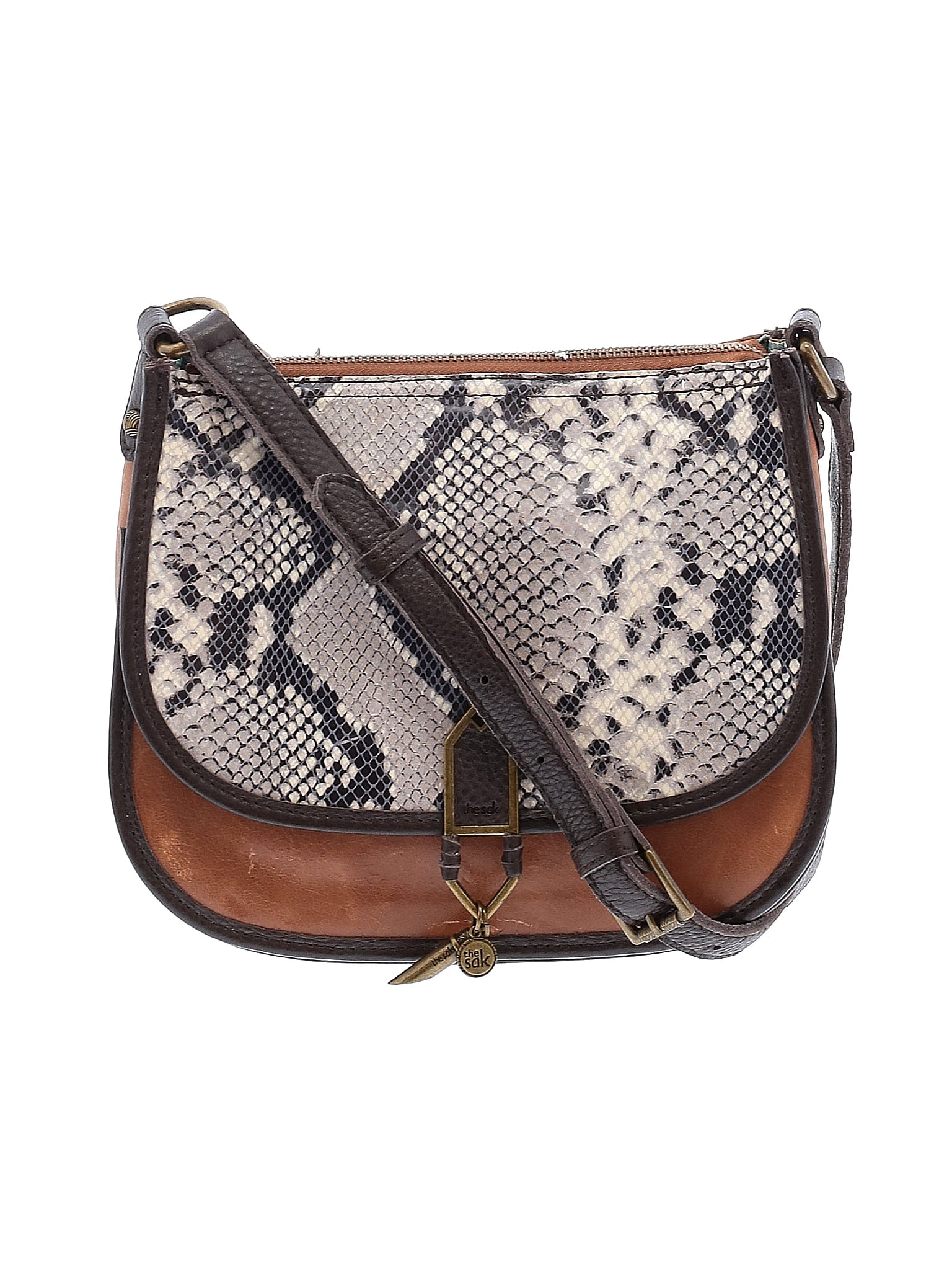 The Sak 100% Leather Snake Print Brown Leather Crossbody Bag One Size ...
