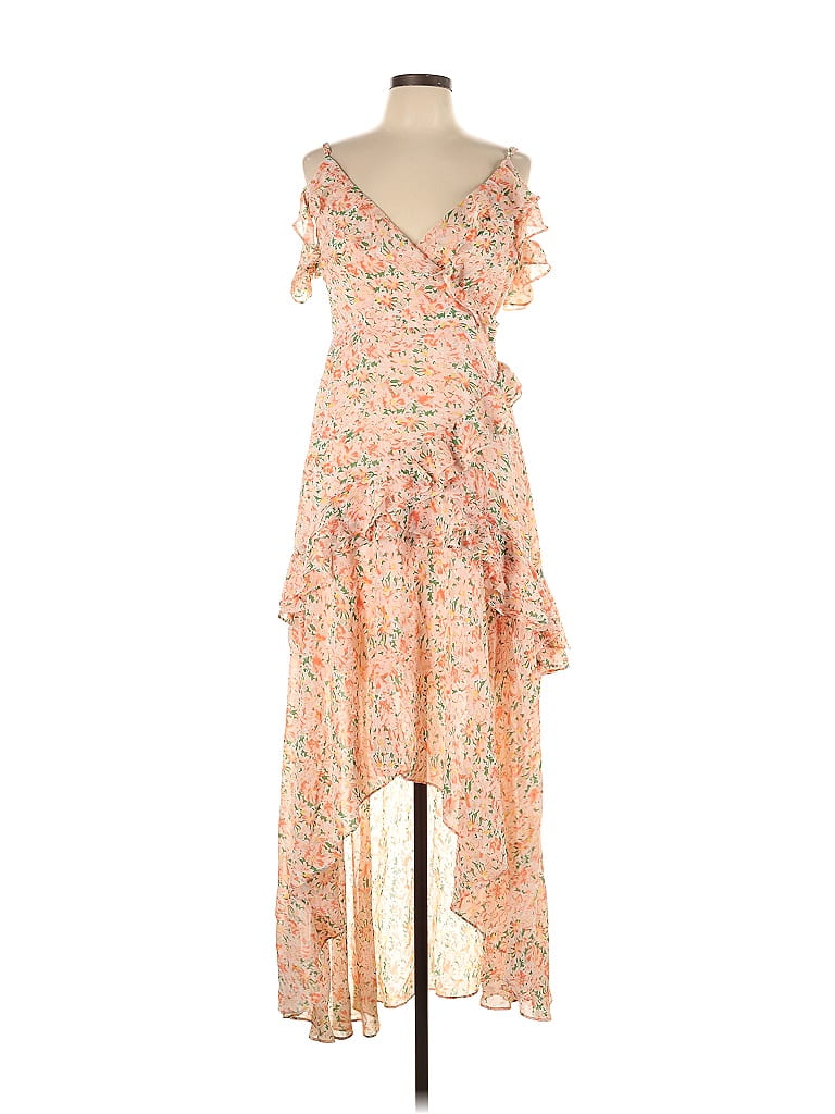 Astr The Label 100 Polyester Floral Motif Floral Orange Casual Dress