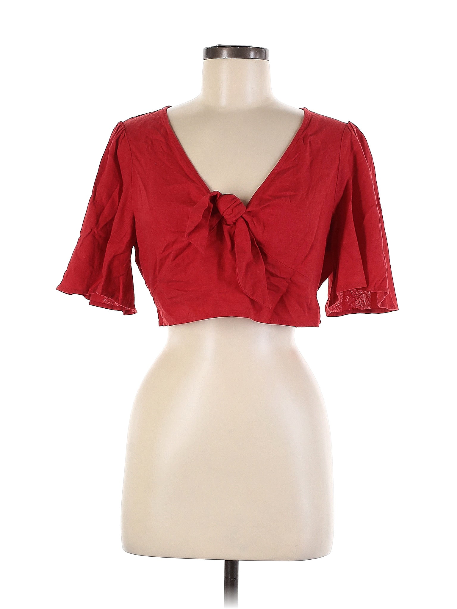 A New Day Red Short Sleeve Blouse Size M - 33% off | ThredUp