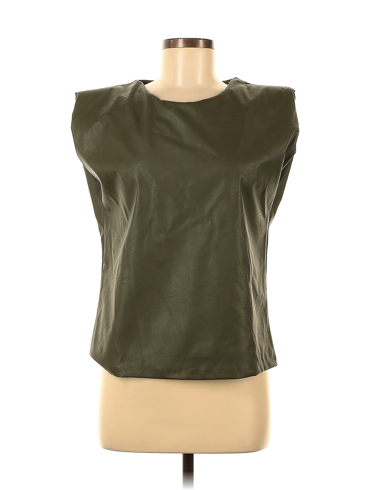 Venti6 Green Faux Leather Top Size M - 60% off | ThredUp