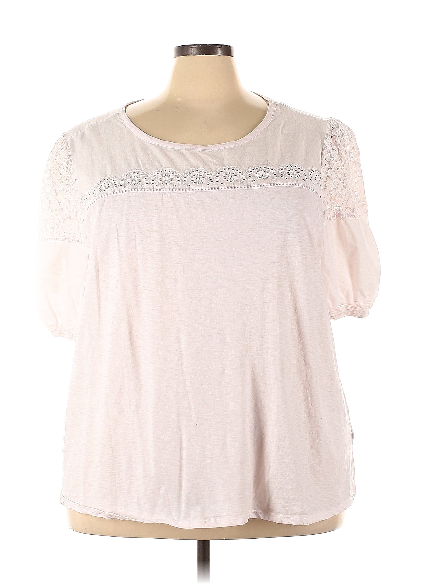 Lane Bryant Floral Pink Short Sleeve Top Size 26 - 28 Plus (Plus) - 55% ...