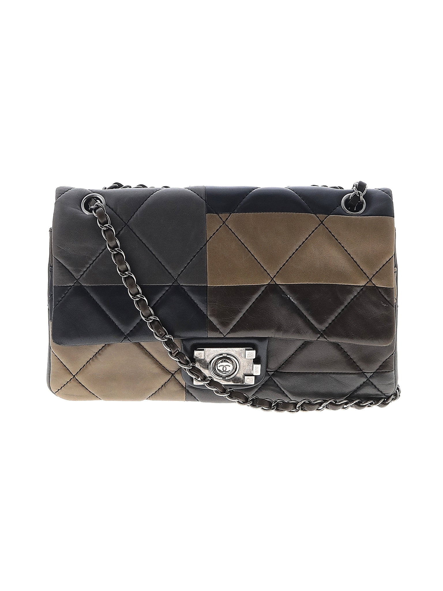Chanel Argyle Plaid Gray Brown Quilted Lambskin Patchwork Clasp Flap ...