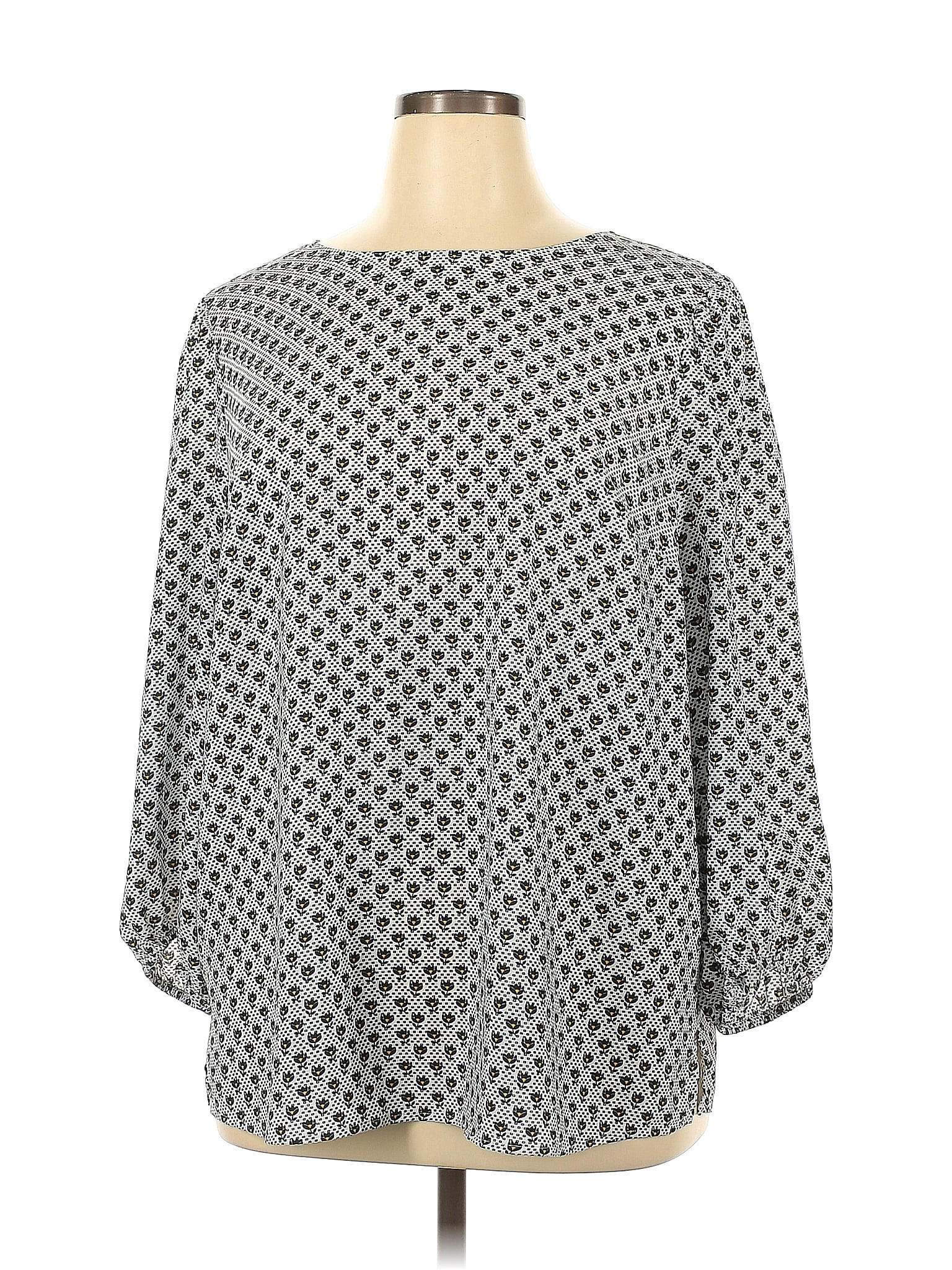 Ann Taylor Loft 100 Polyester Gray Long Sleeve Blouse Size 16 65