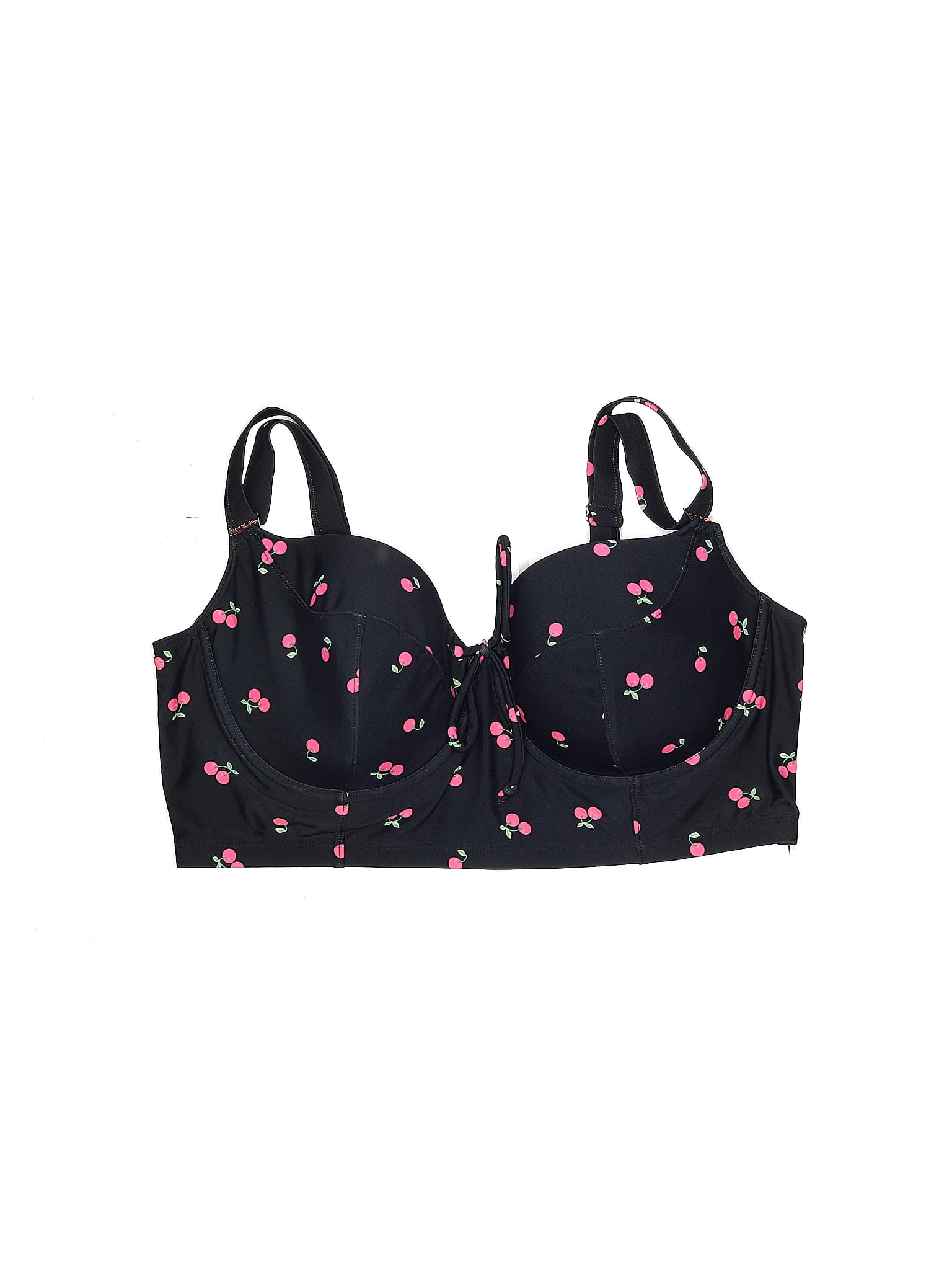 Smart & Sexy Swim Floral Motif Floral Hearts Black Swimsuit Top Size XL ...