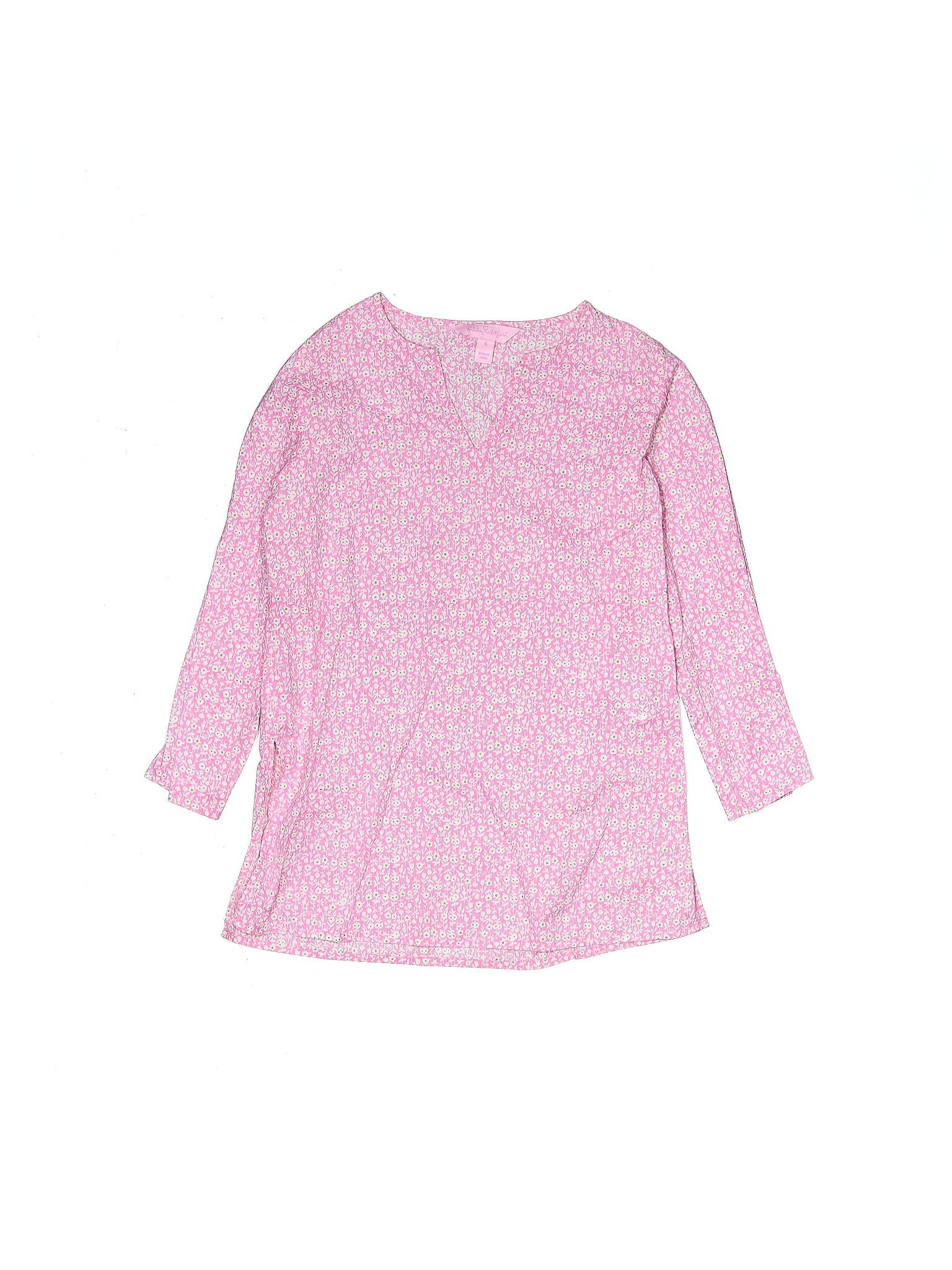 Lilly Pulitzer 100 Cotton Pink Long Sleeve Blouse Size S Youth 64