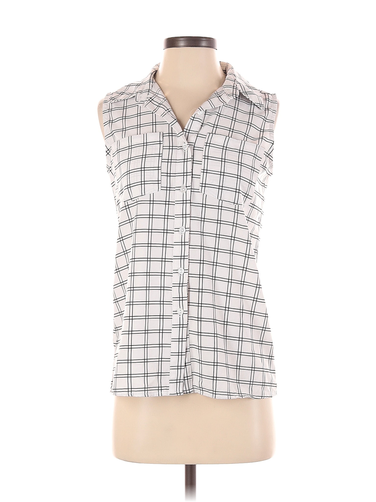 Notations Plaid White Sleeveless Blouse Size S - 51% off | ThredUp