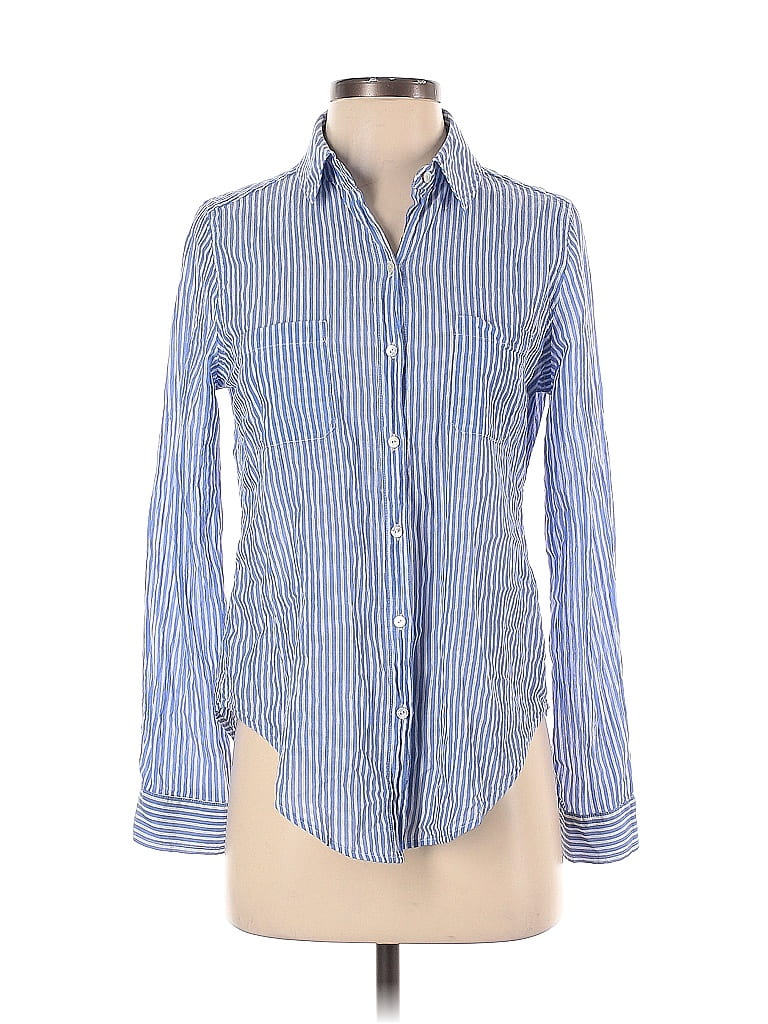 Lilly Pulitzer 100% Cotton Stripes Blue Long Sleeve Button-Down Shirt Size XS - 68% off | ThredUp