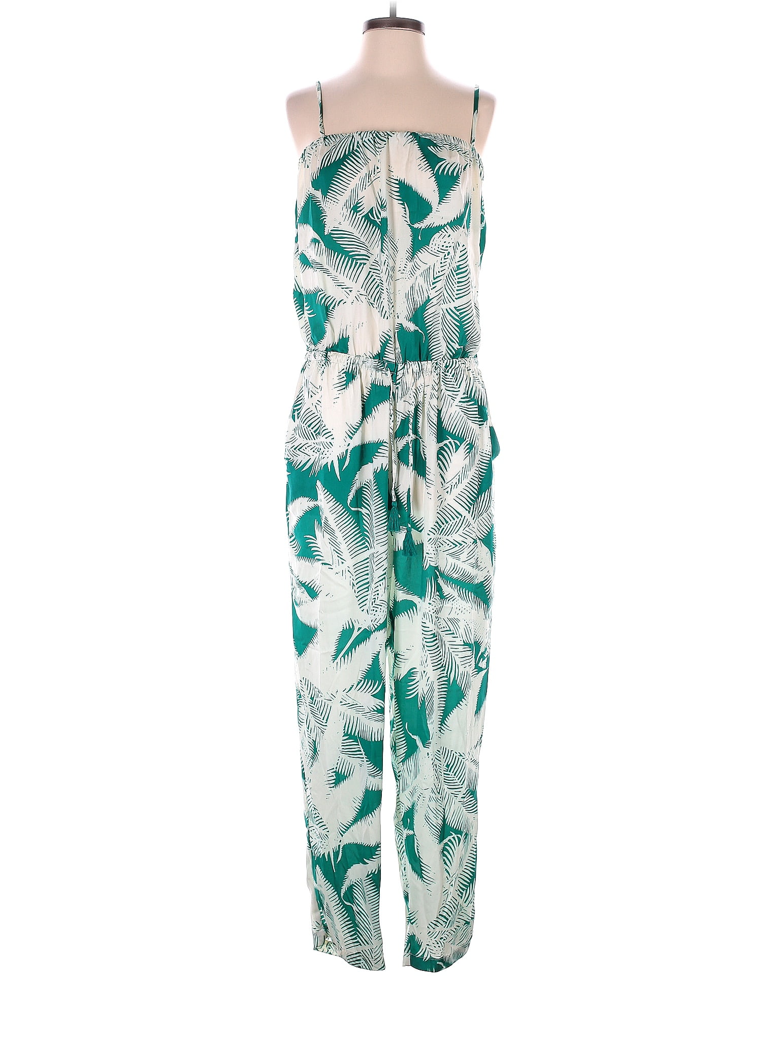 J.Crew Factory Store 100% Polyester Graphic Tropical Green Jumpsuit ...