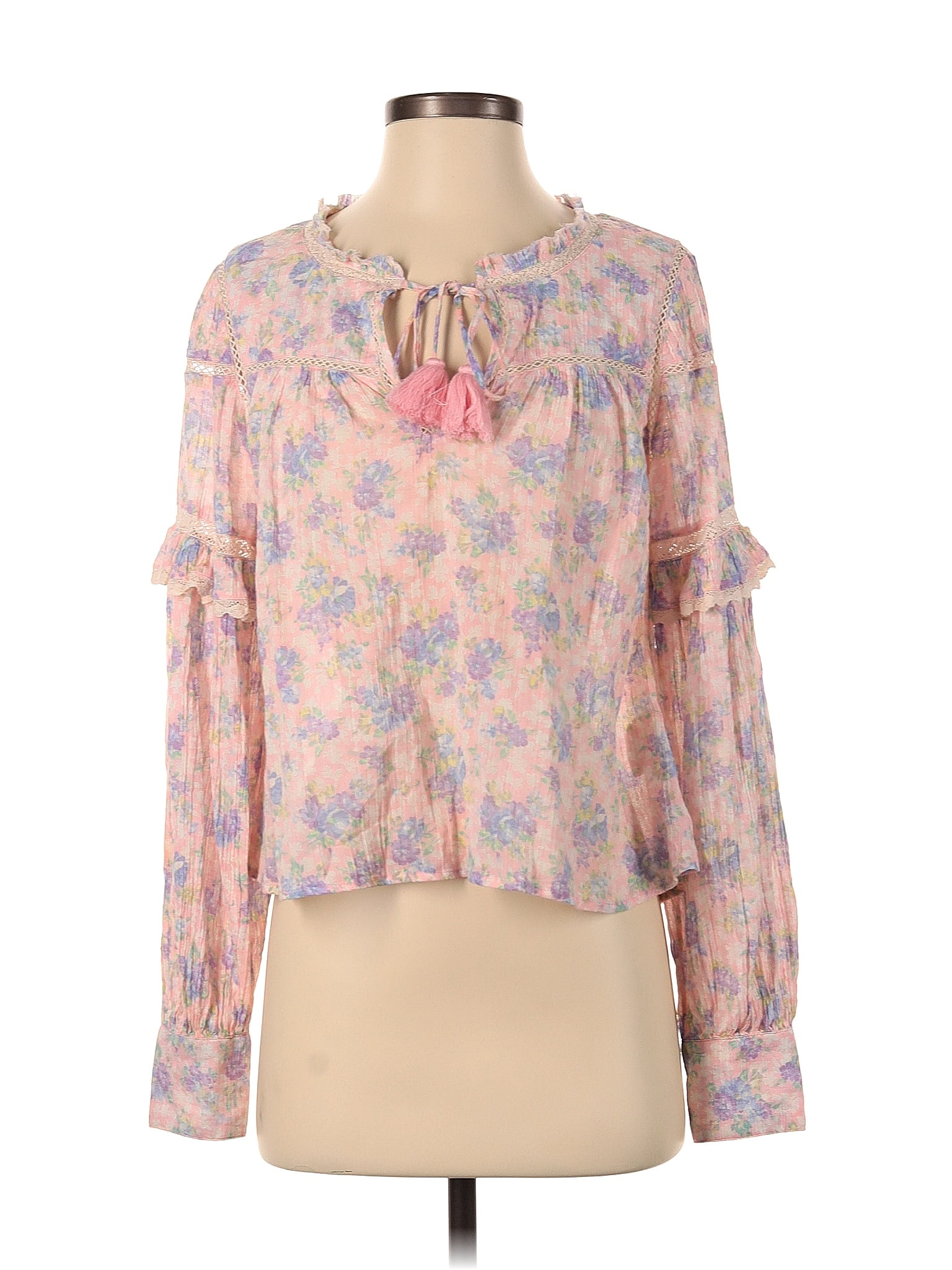 Loveshackfancy 100 Cotton Pink Long Sleeve Blouse Size Xs 81 Off