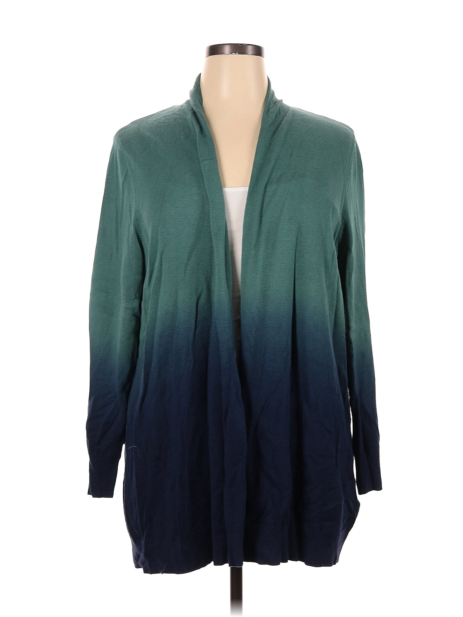Belle By Kim Gravel Ombre Teal Cardigan Size XL - 76% off | ThredUp