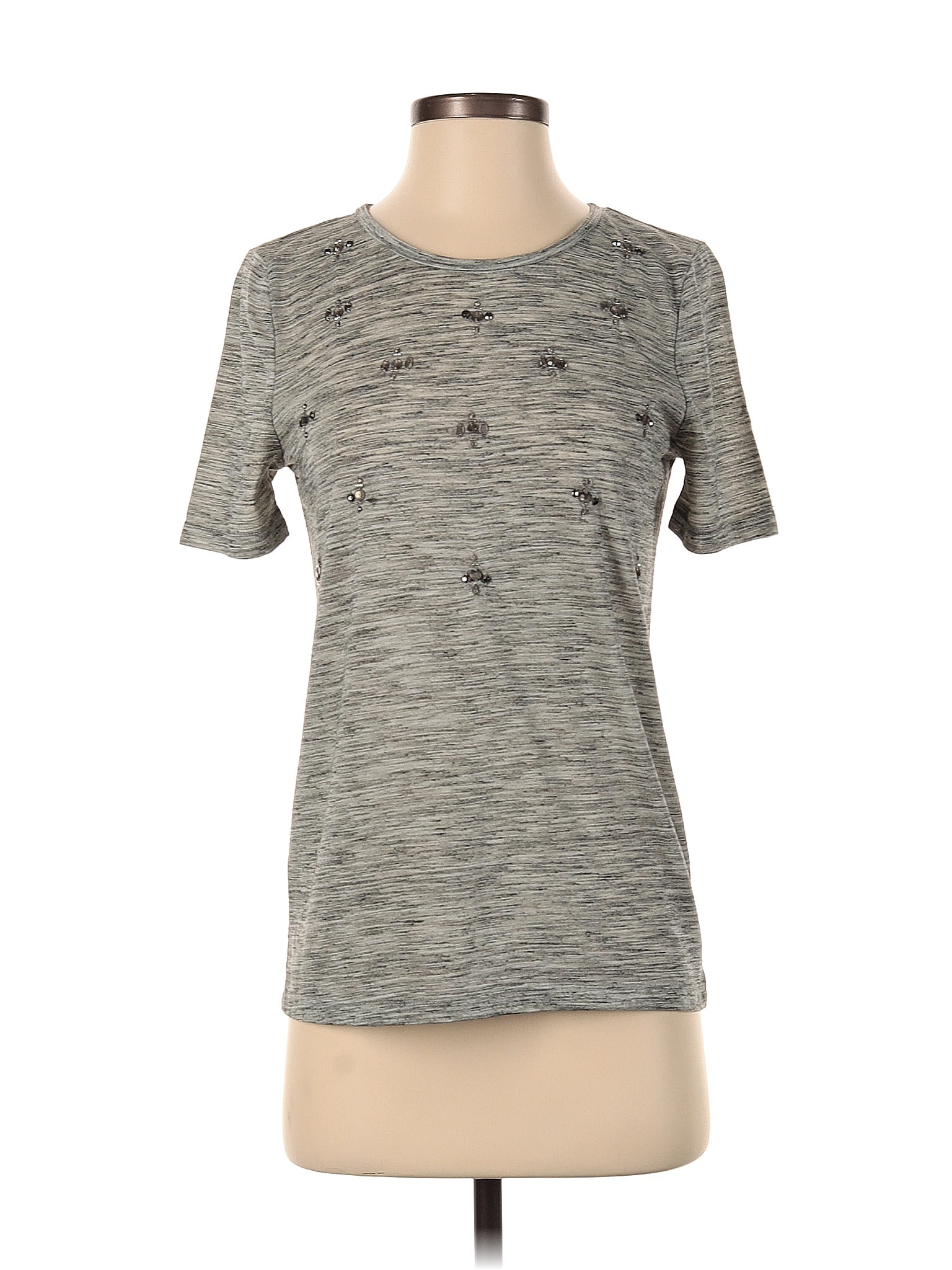 Ann Taylor LOFT Outlet 100% Polyester Marled Gray Short Sleeve Top Size ...