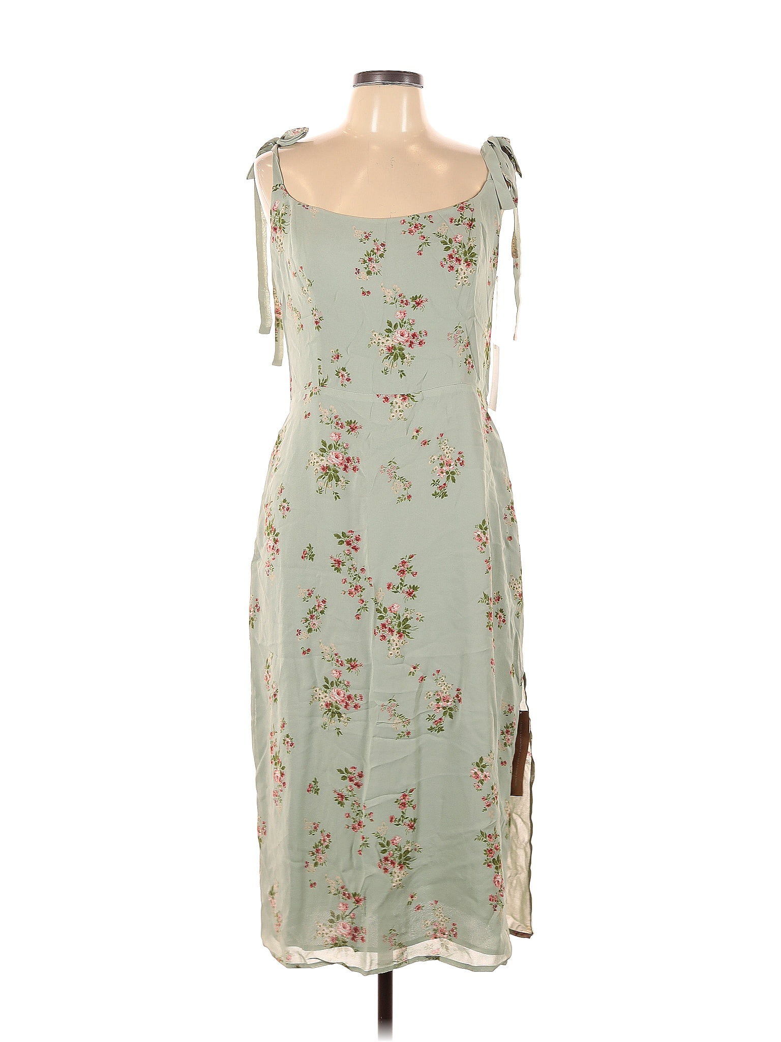Reformation 100% Viscose Floral Motif Green Casual Dress Size 12 - 56% ...