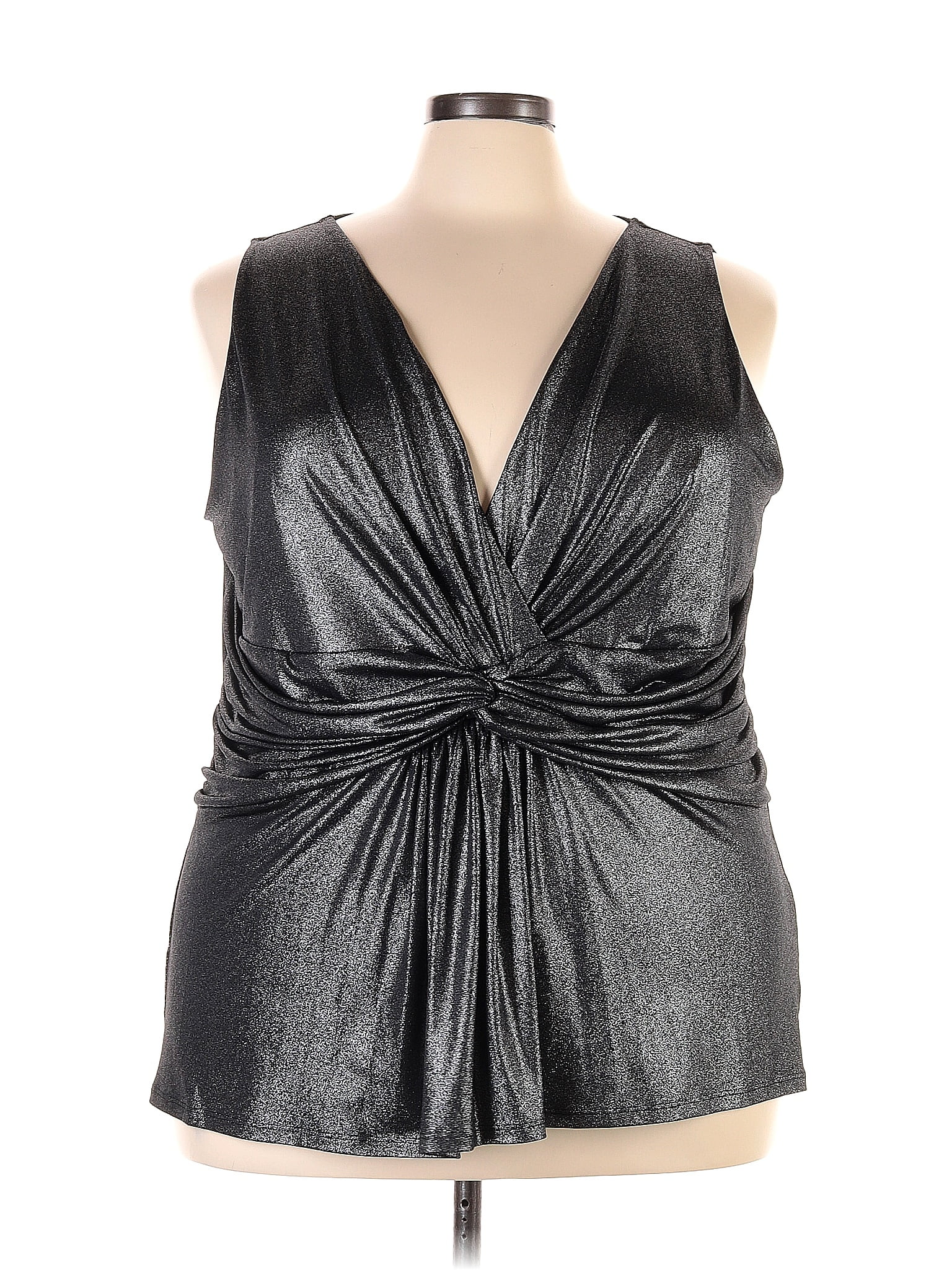 Lane Bryant Silver Sleeveless Blouse Size 26 28 Plus Plus 64 Off