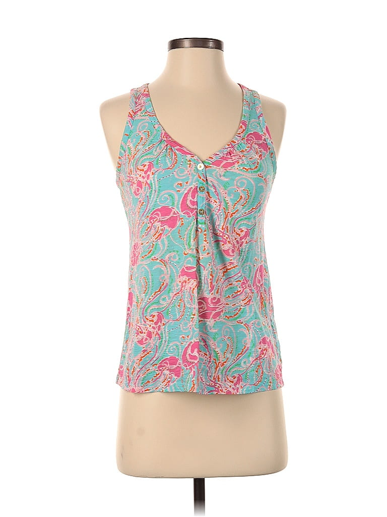 Lilly Pulitzer 100 Cotton Teal Sleeveless Henley Size Xs 69 Off